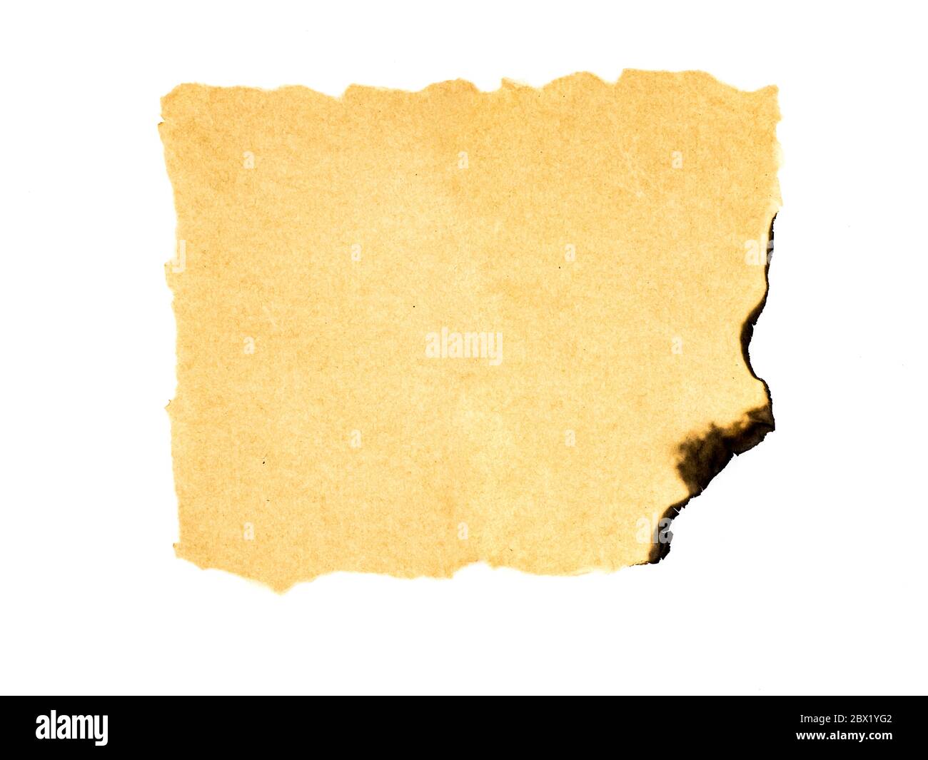 Burned old blank paper on white background Stock Photo - Alamy