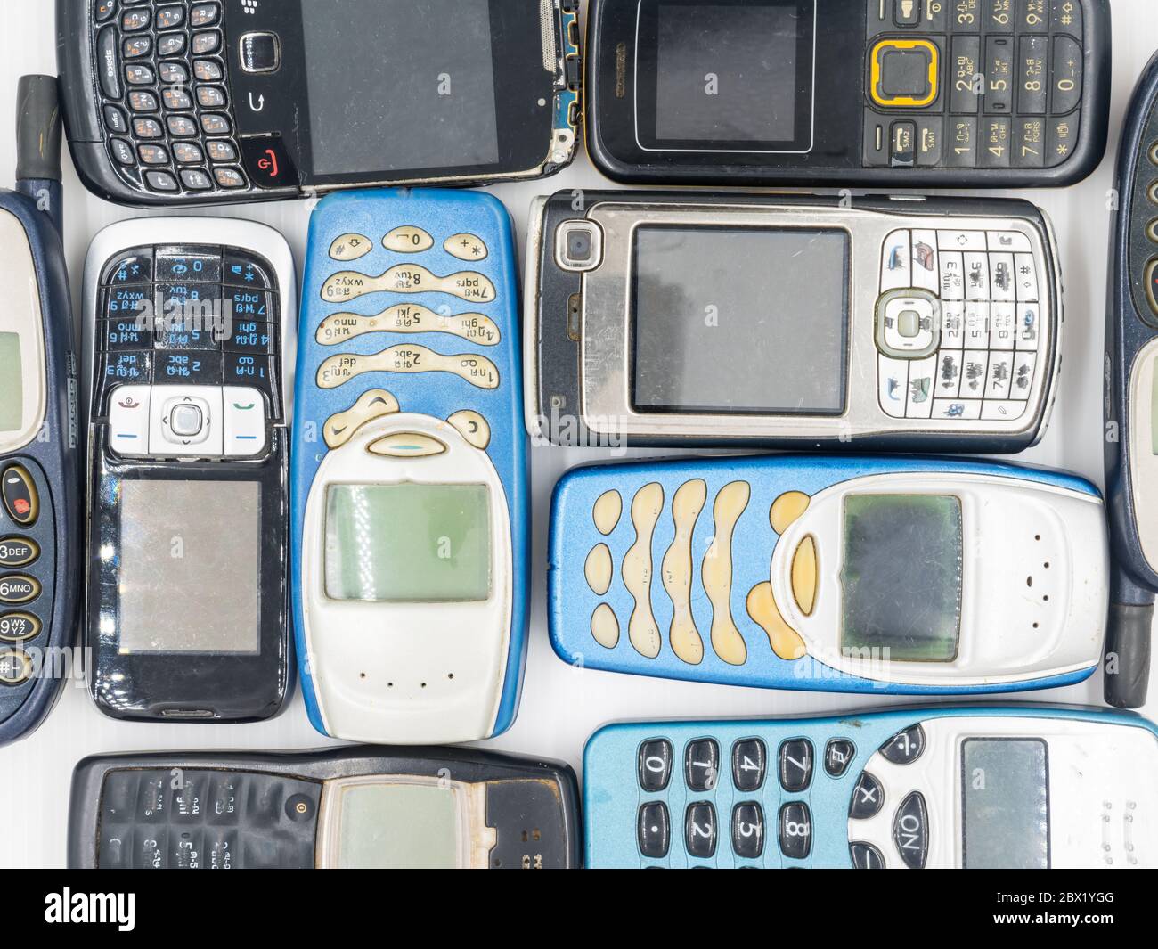 Old mobile phones background Stock Photo - Alamy