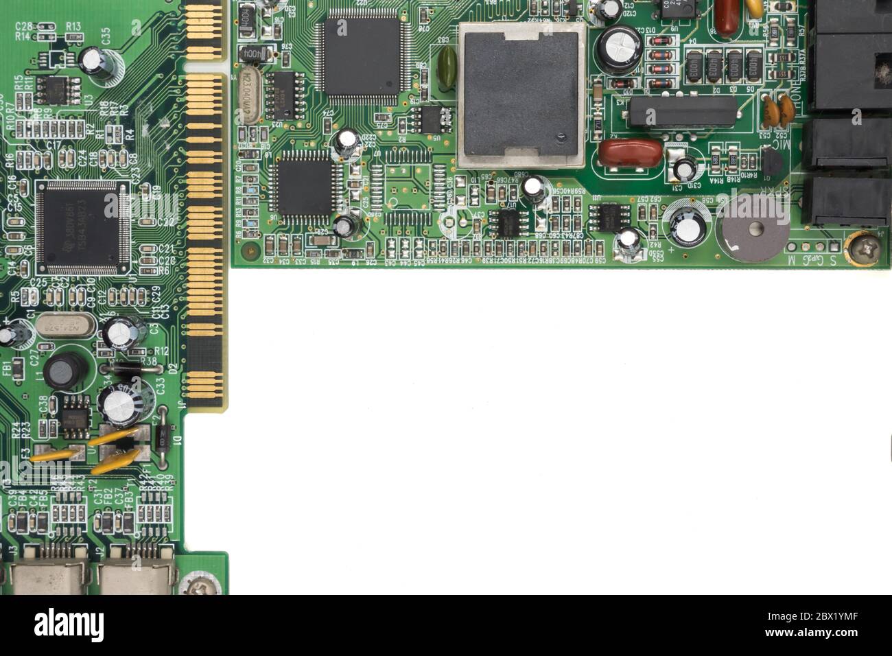 Electronic circuit board on white background.free space for text Stock ...