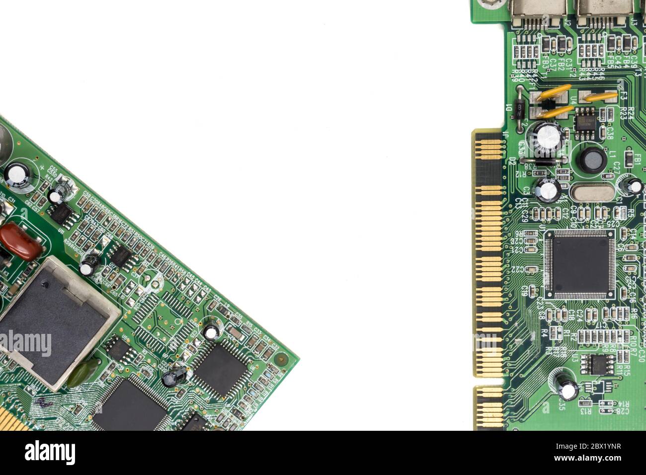 Electronic circuit board on white background.free space for text Stock ...