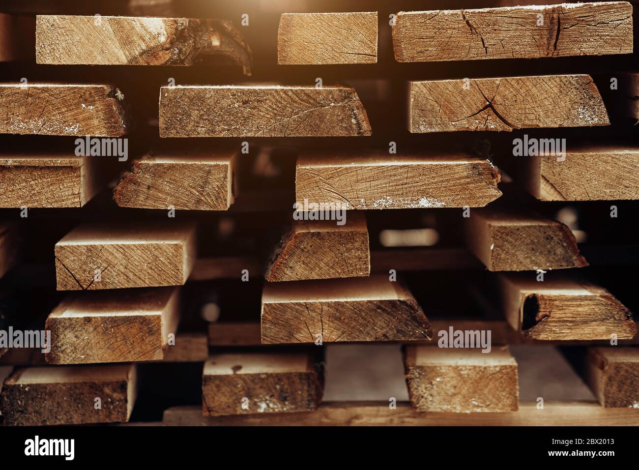 Timber to be used in the site of wooden housing construction Stock ...