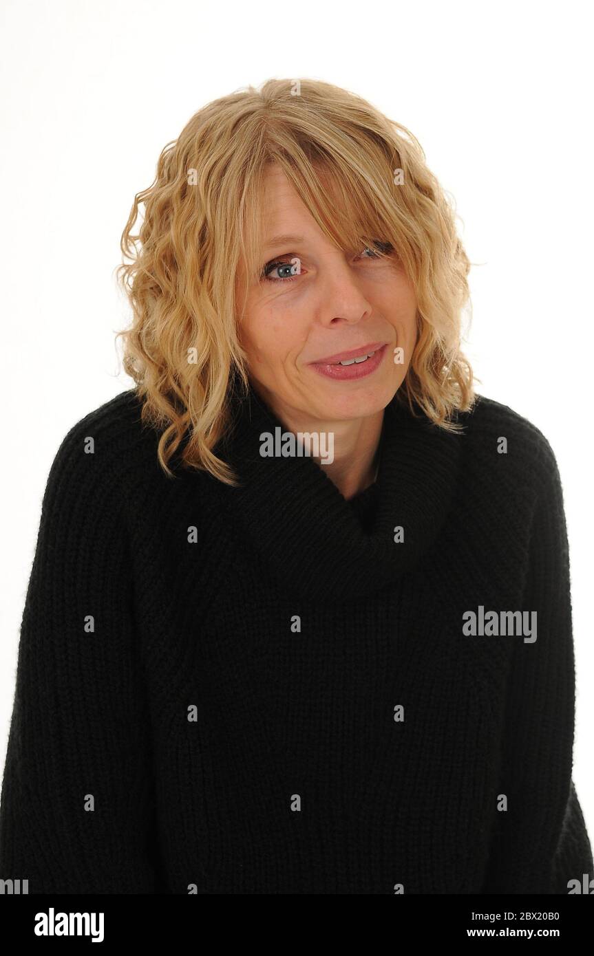 pretty blonde woman looking disappointed, isolated on white background ...