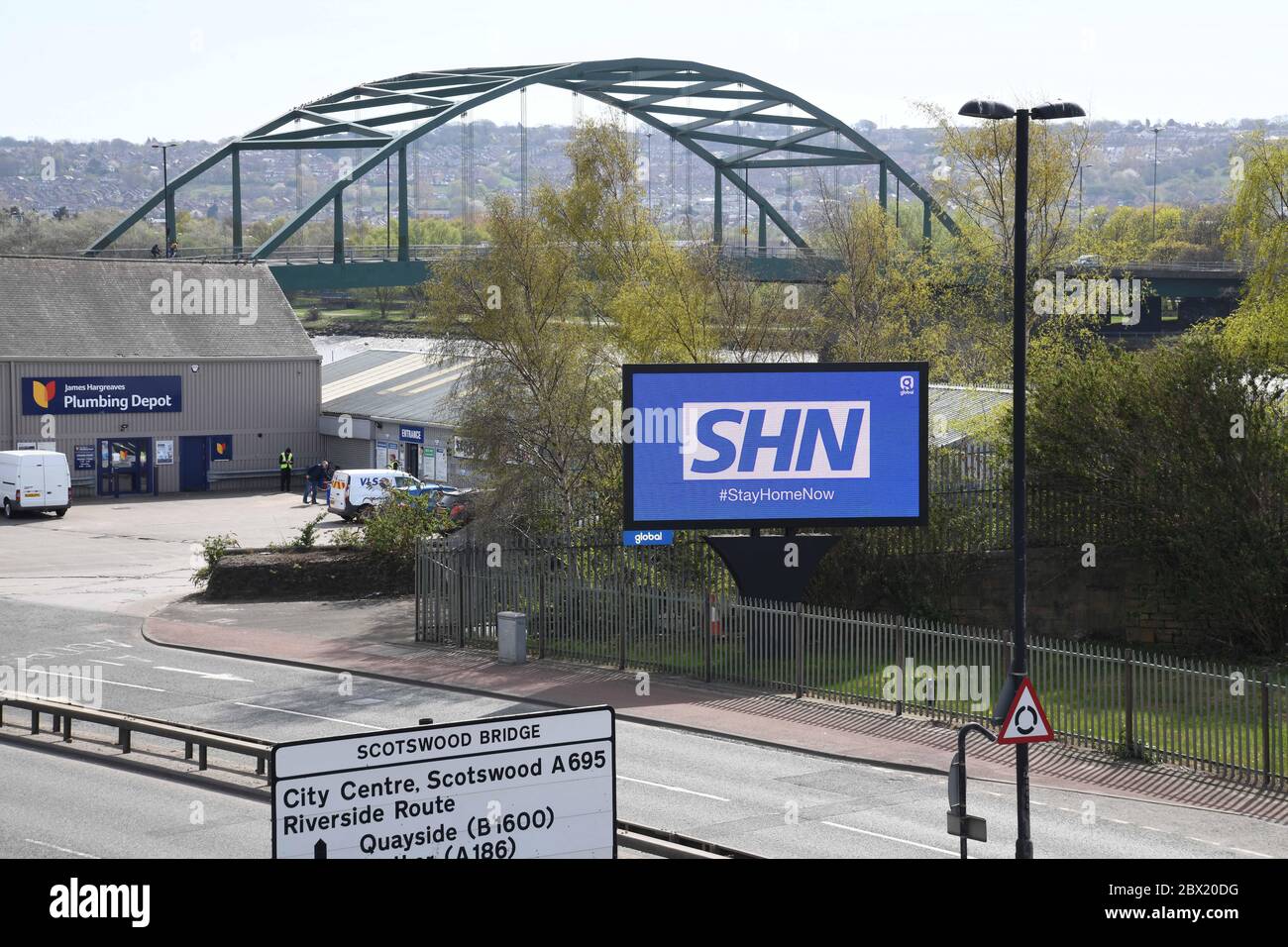 NHS Advert in the shadow of The Scotswood Bridge in Newcastle upon Tyne ...