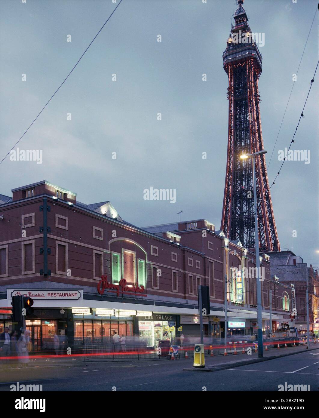 1995 Night scene at Blackpool, with the Tower lit up, North West ...