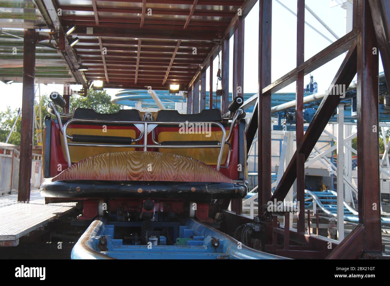 The Seats on a Roller Coaster Fun Fair Amusement Ride Stock Photo - Alamy
