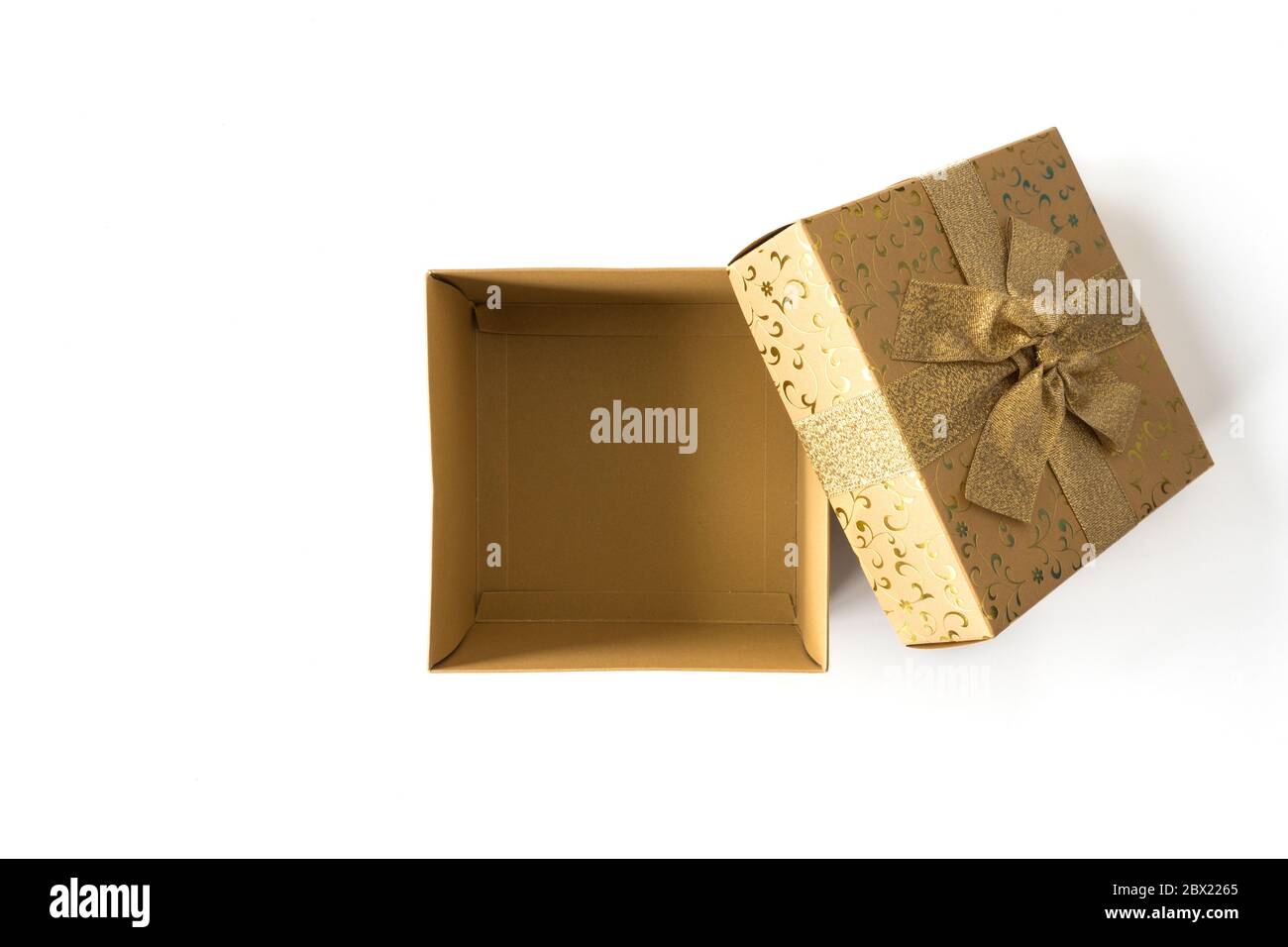 Top view of open gift box on a white background Stock Photo - Alamy