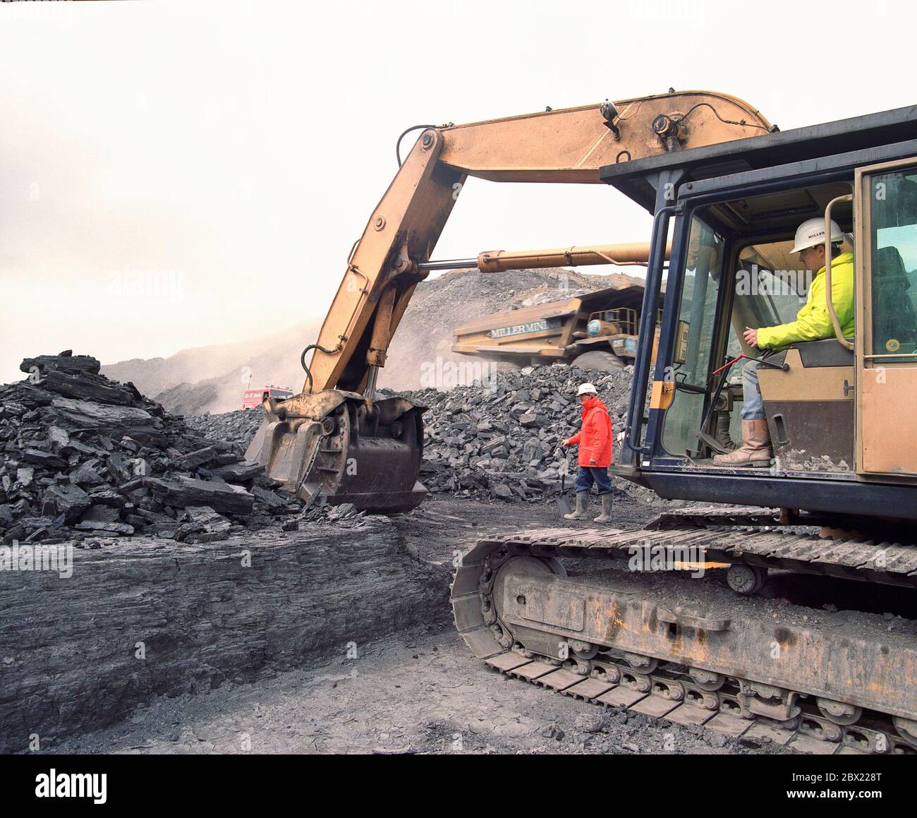 1995, Opencast mining site at Kirk, East Midlands, Central England, UK ...