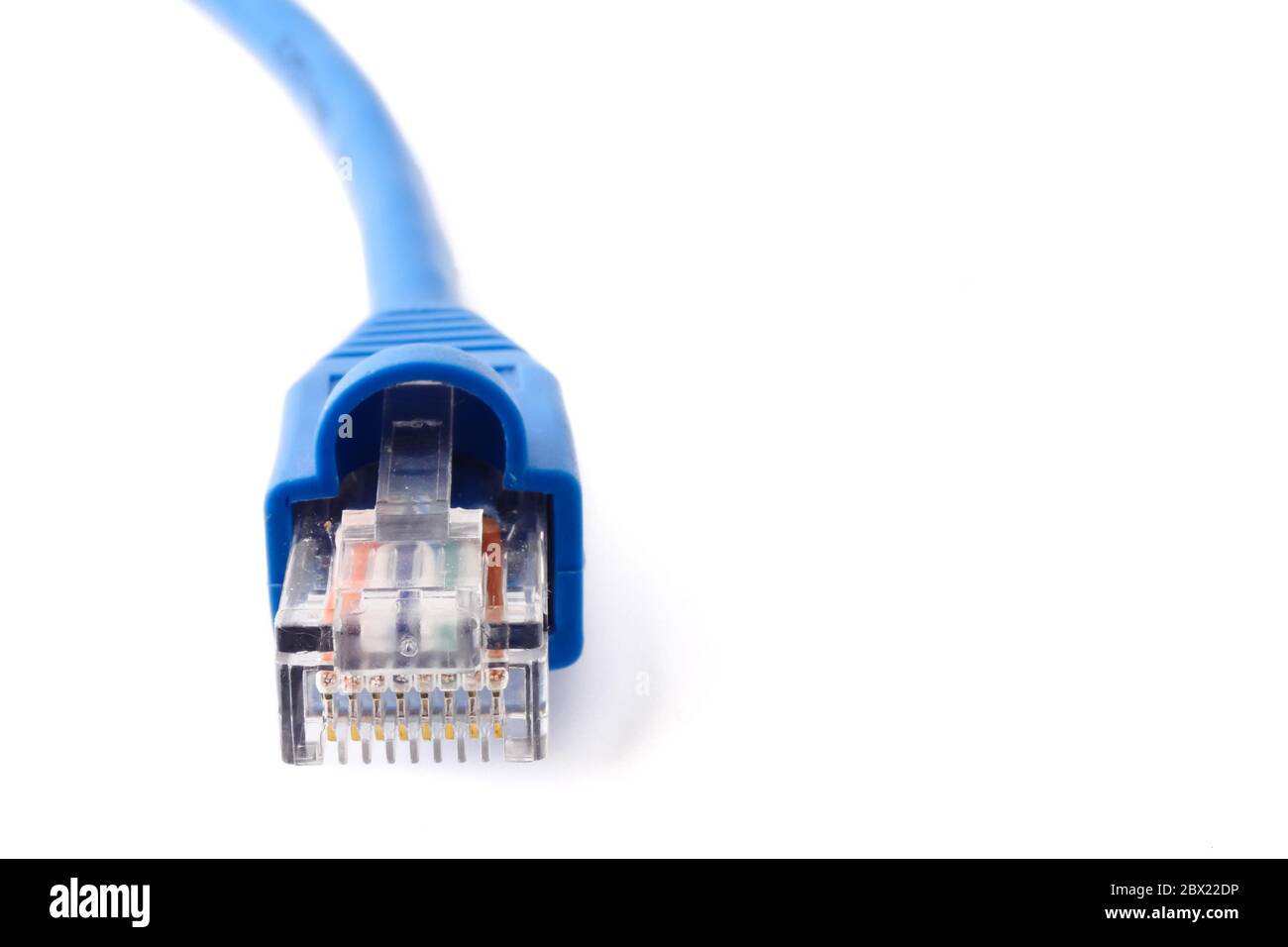 LAN network connection cable on white background. Free space for text ...