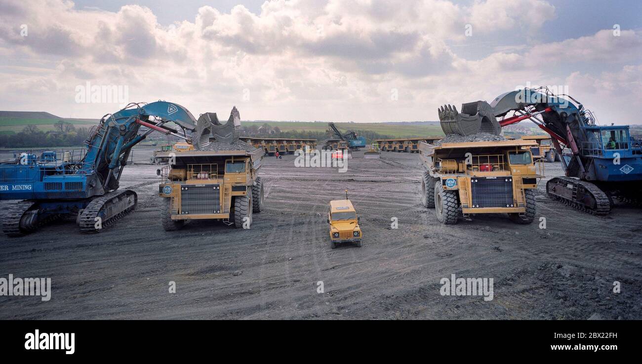 1995, Opencast mining site at Kirk, East Midlands, Central England, UK ...