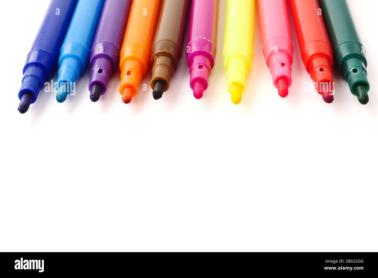 Magic colorful pens on a white background. Free space for text Stock ...