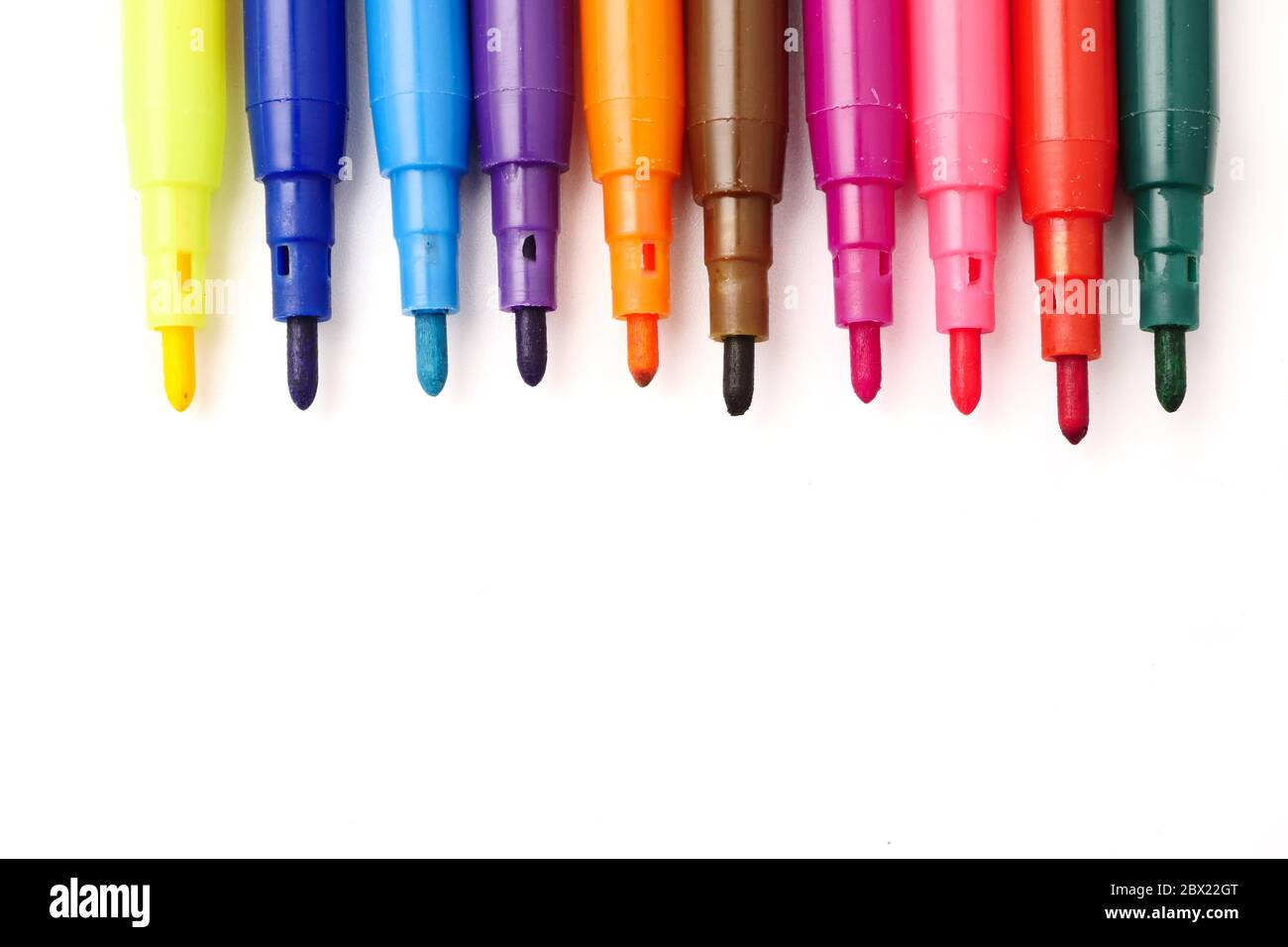 Magic colorful pens on a white background. Free space for text Stock ...
