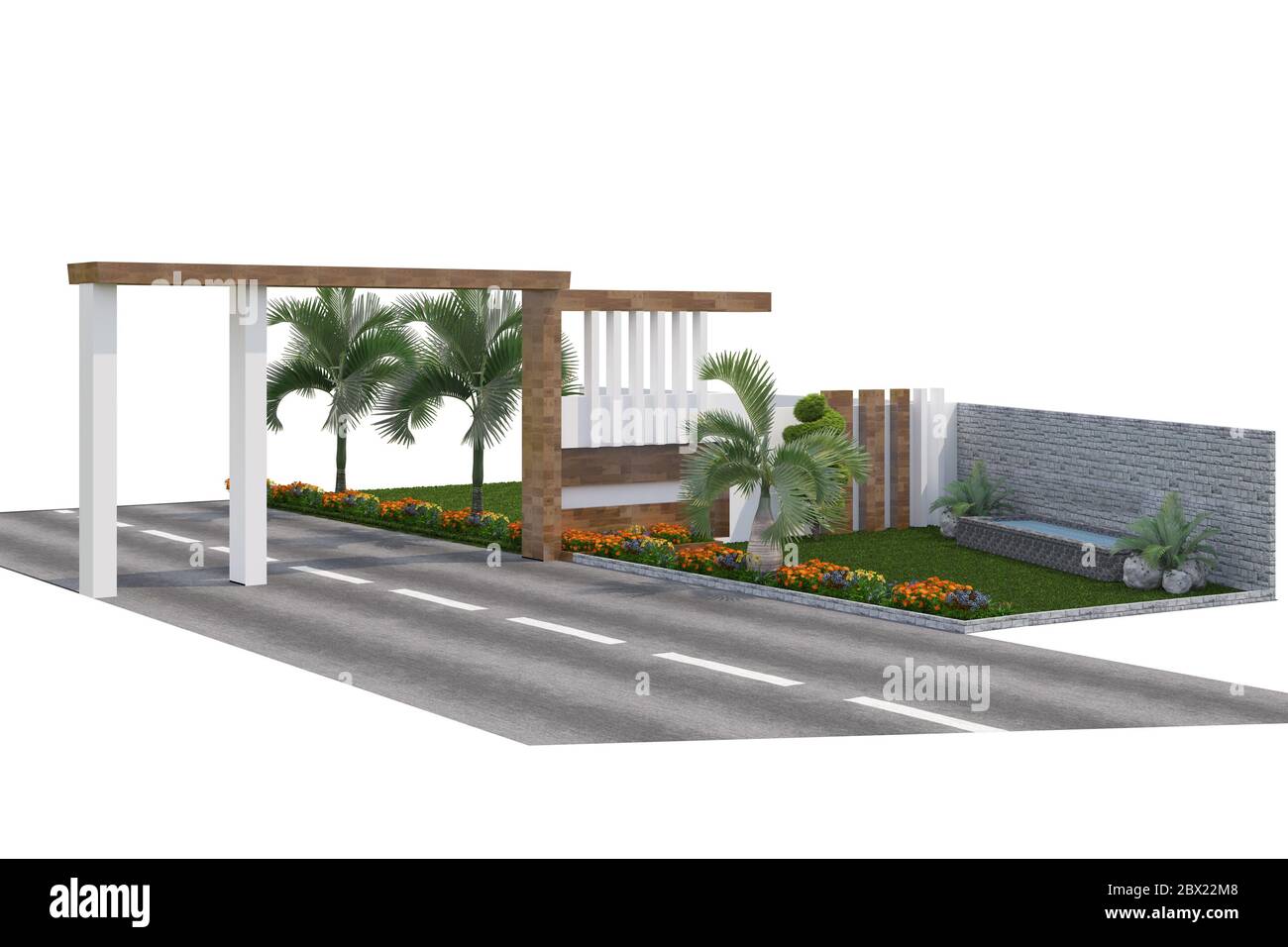 3d gate elevation design for architecture Stock Photo - Alamy