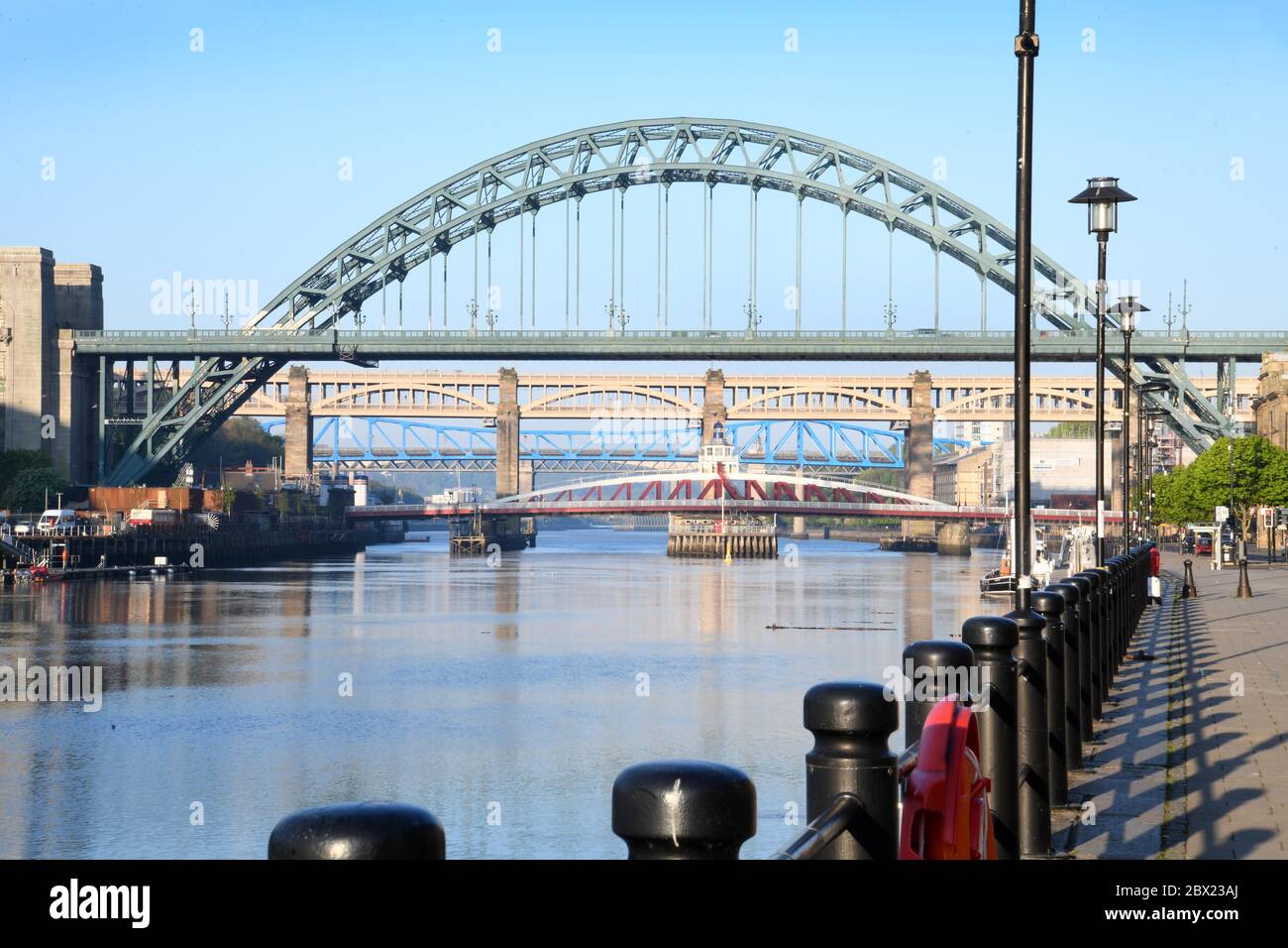 Bridges across the river Tyne in Newcastle upon Tyne showing The Tyne ...