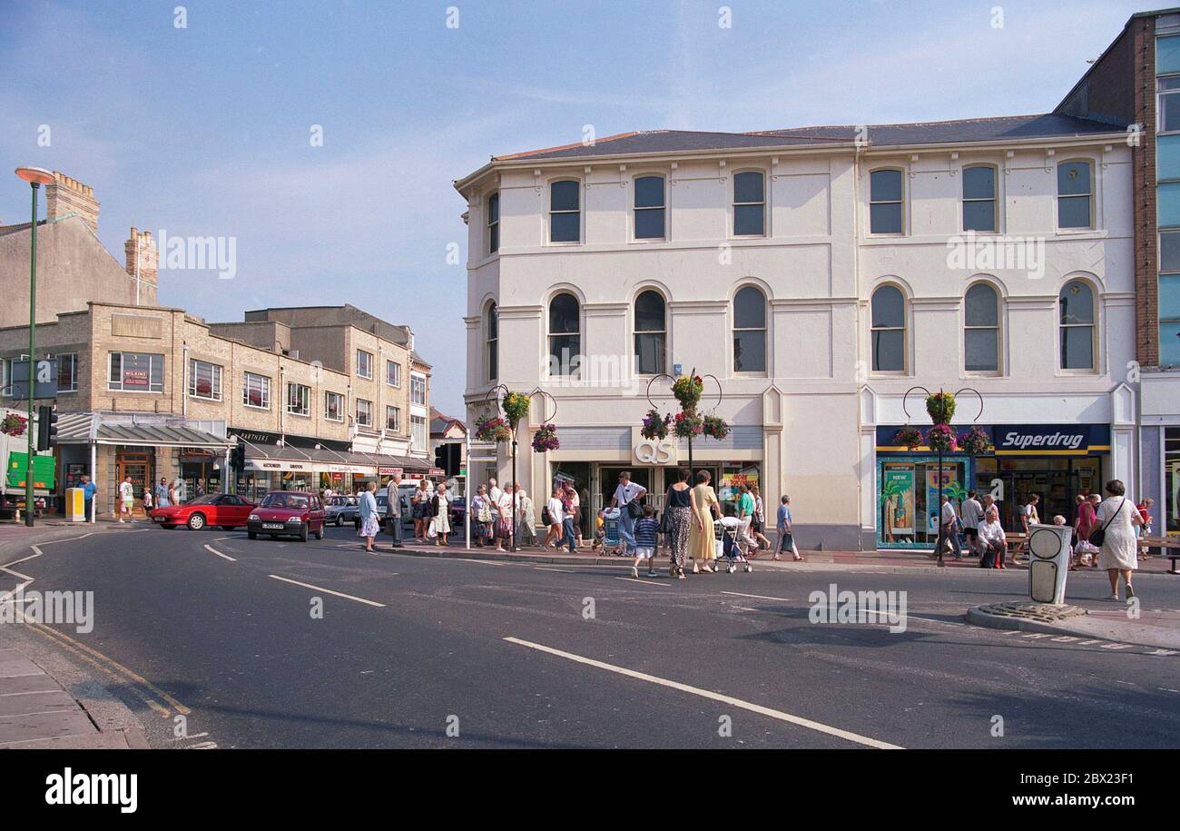 1995, Paignton High street, with people shopping in the city centre ...