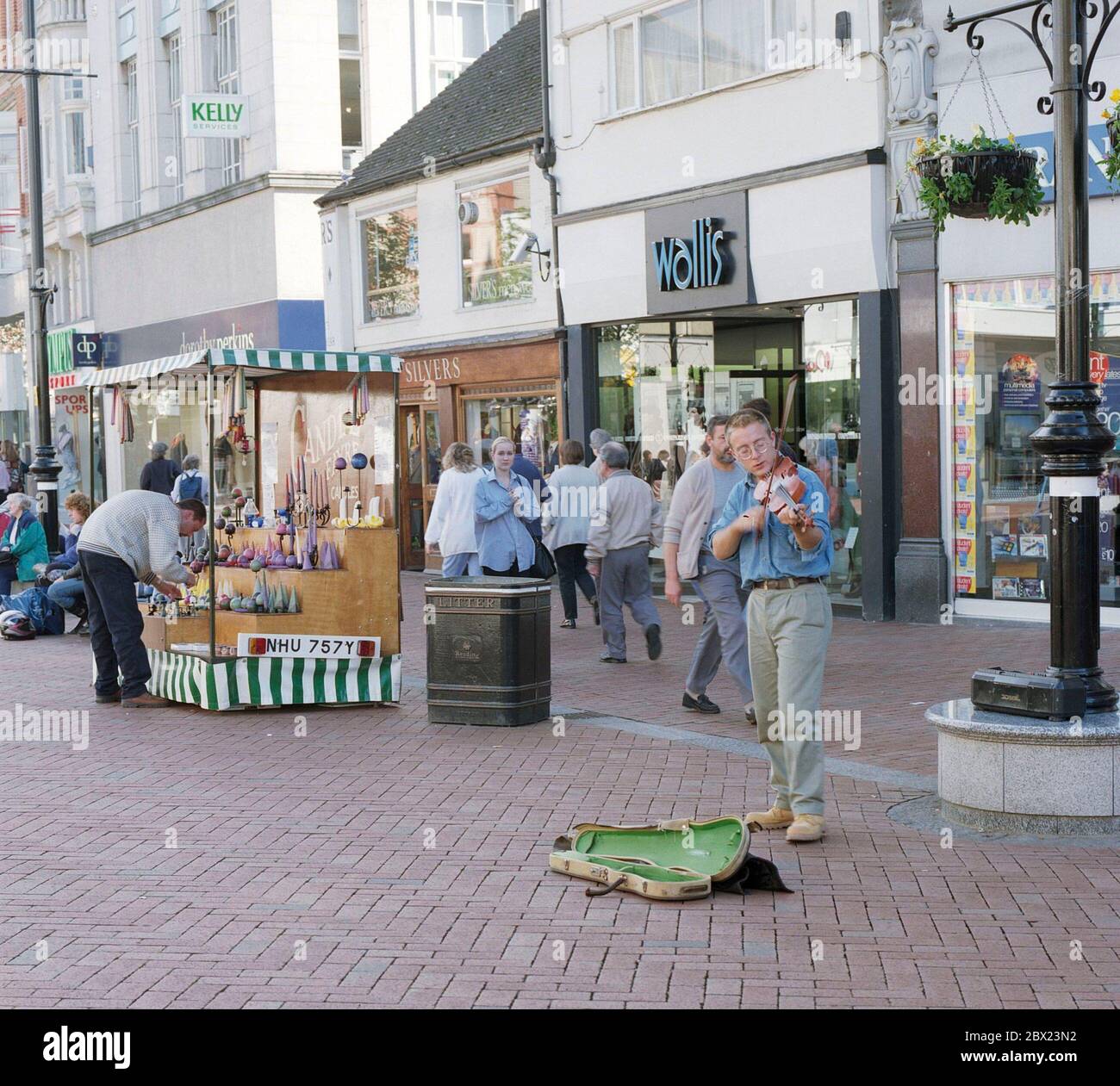 1995, Reading High street, with people shopping in the city centre ...