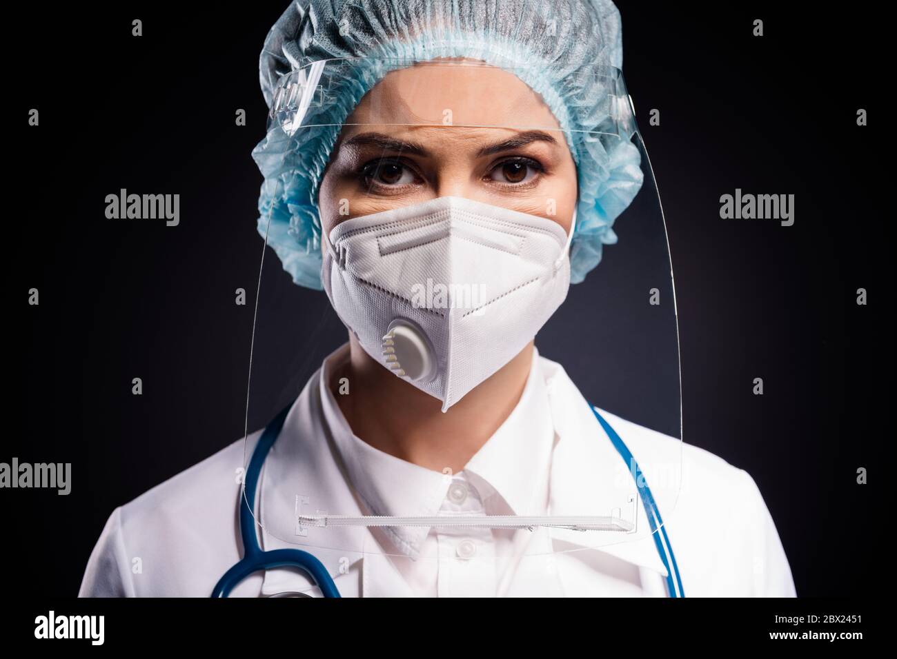 Closeup photo of serious infection disease doc experienced surgeon wear ...