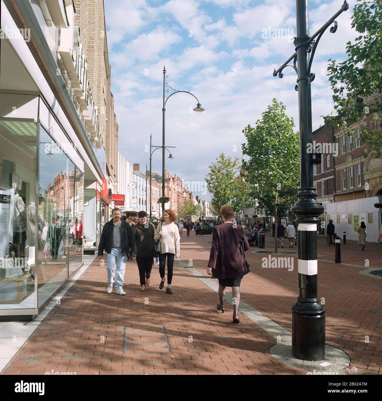 1995, Reading High street, with people shopping in the city centre ...