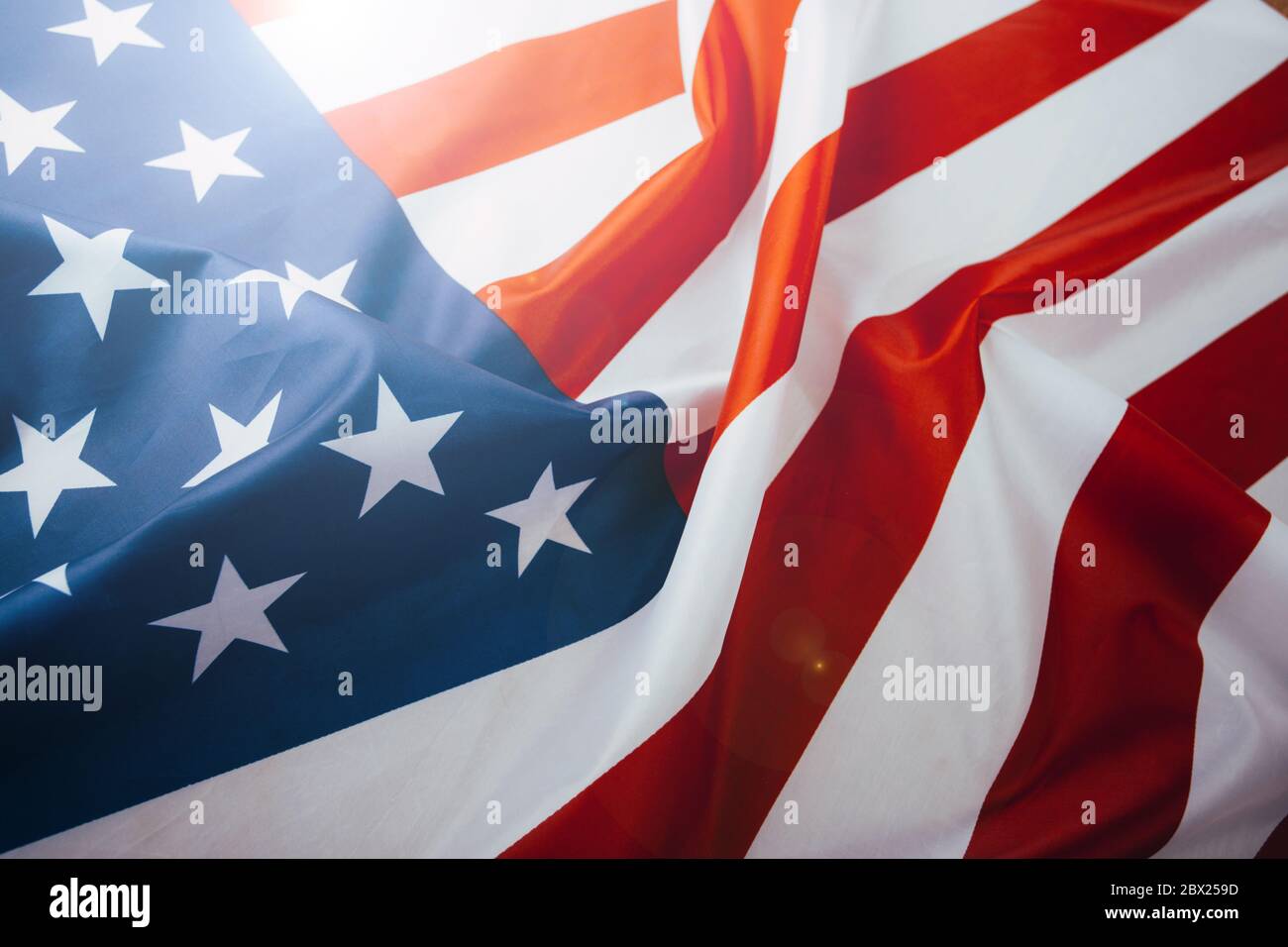 American flag waving in the wind. Flag USA as a patriotic background ...