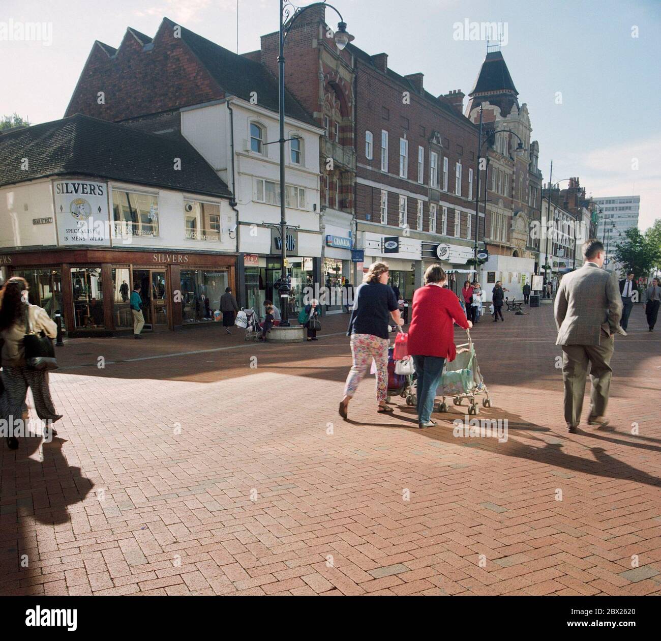 1995, Reading High street, with people shopping in the city centre ...