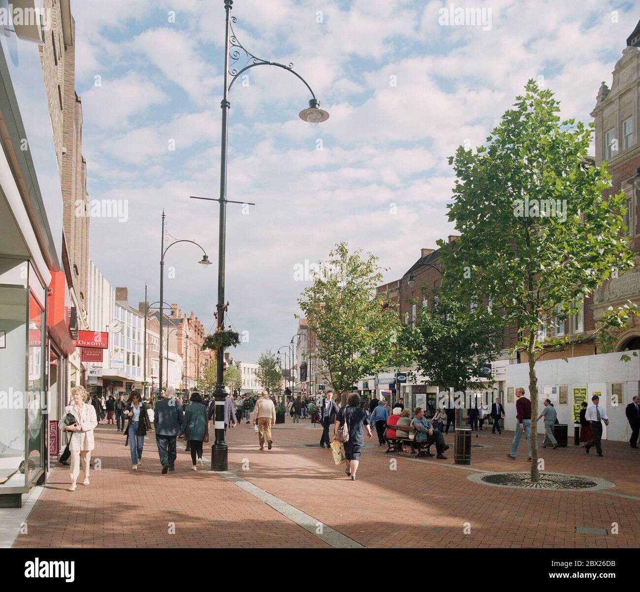 1995, Reading High street, with people shopping in the city centre ...
