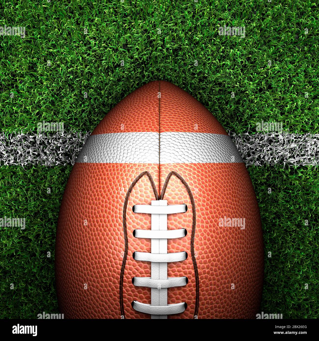 American Football close up on grass field of play. isolated. White ...