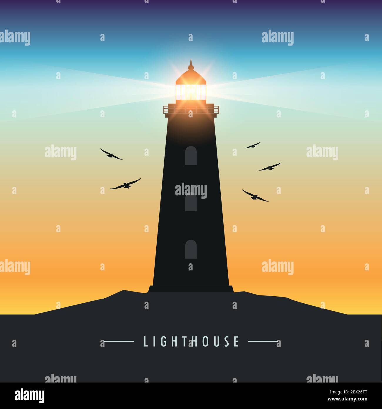 lighthouse silhouette icon landscape vector illustration EPS10 Stock ...