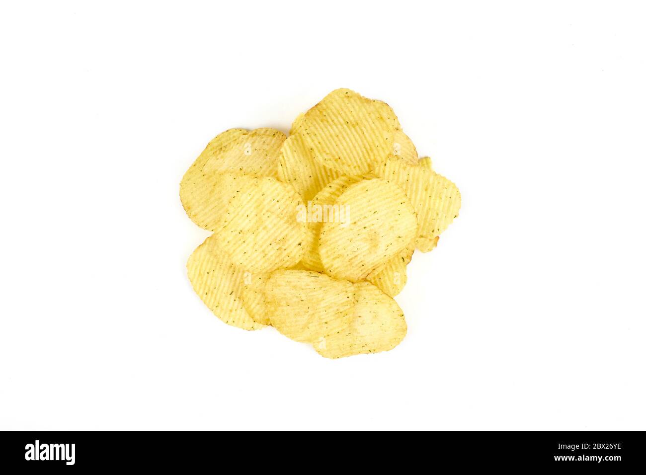 yellow potato chips isolated on white background Stock Photo - Alamy