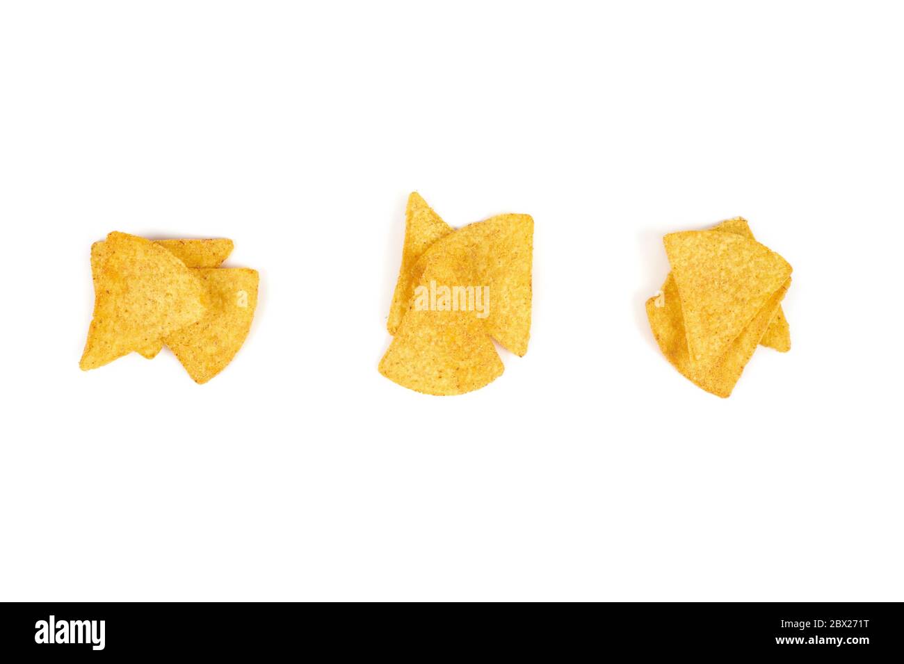 Spicy nachos chips isolated on white background Stock Photo - Alamy