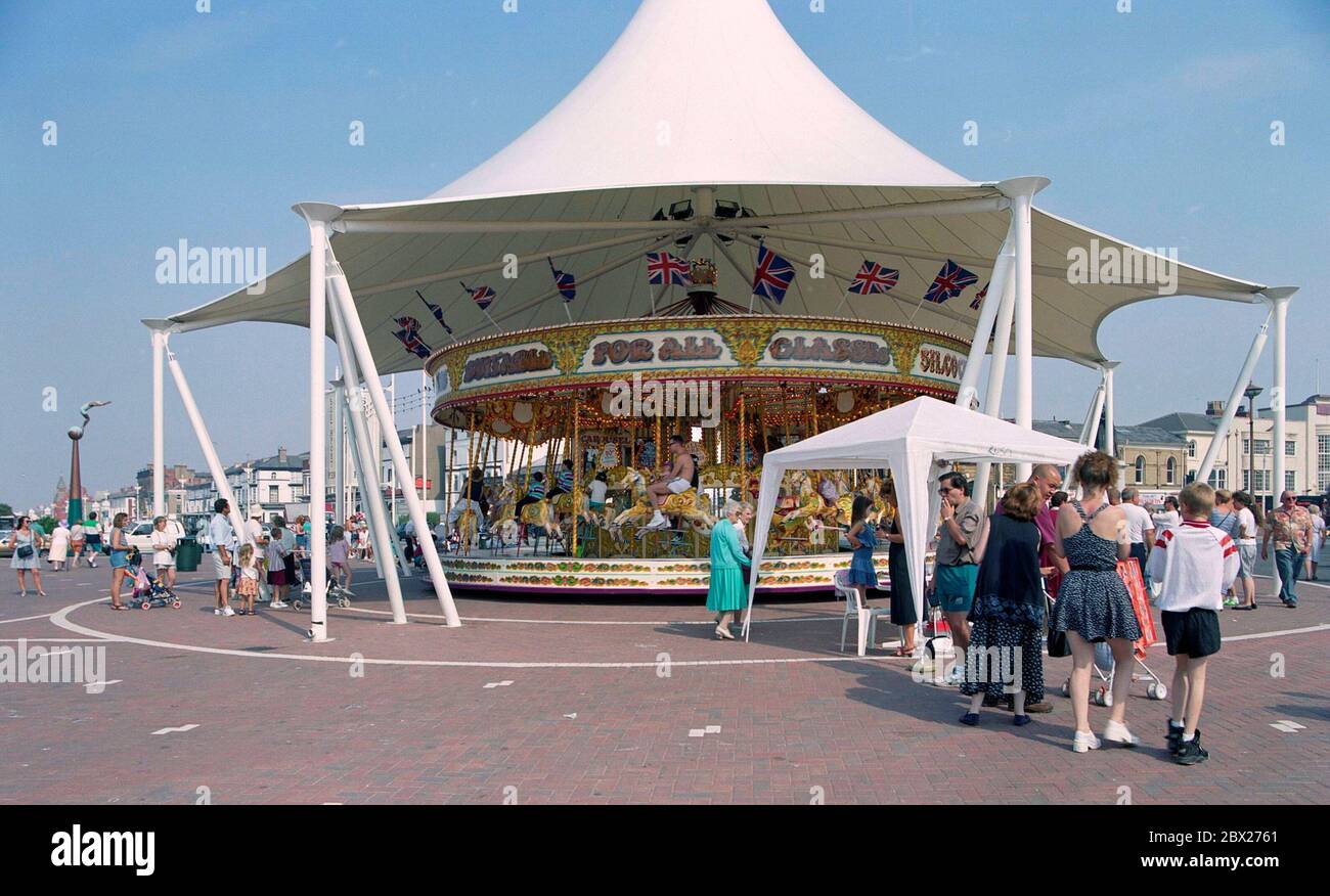 1995 Galloper roundabout at Southport Promenade, North West England, UK ...