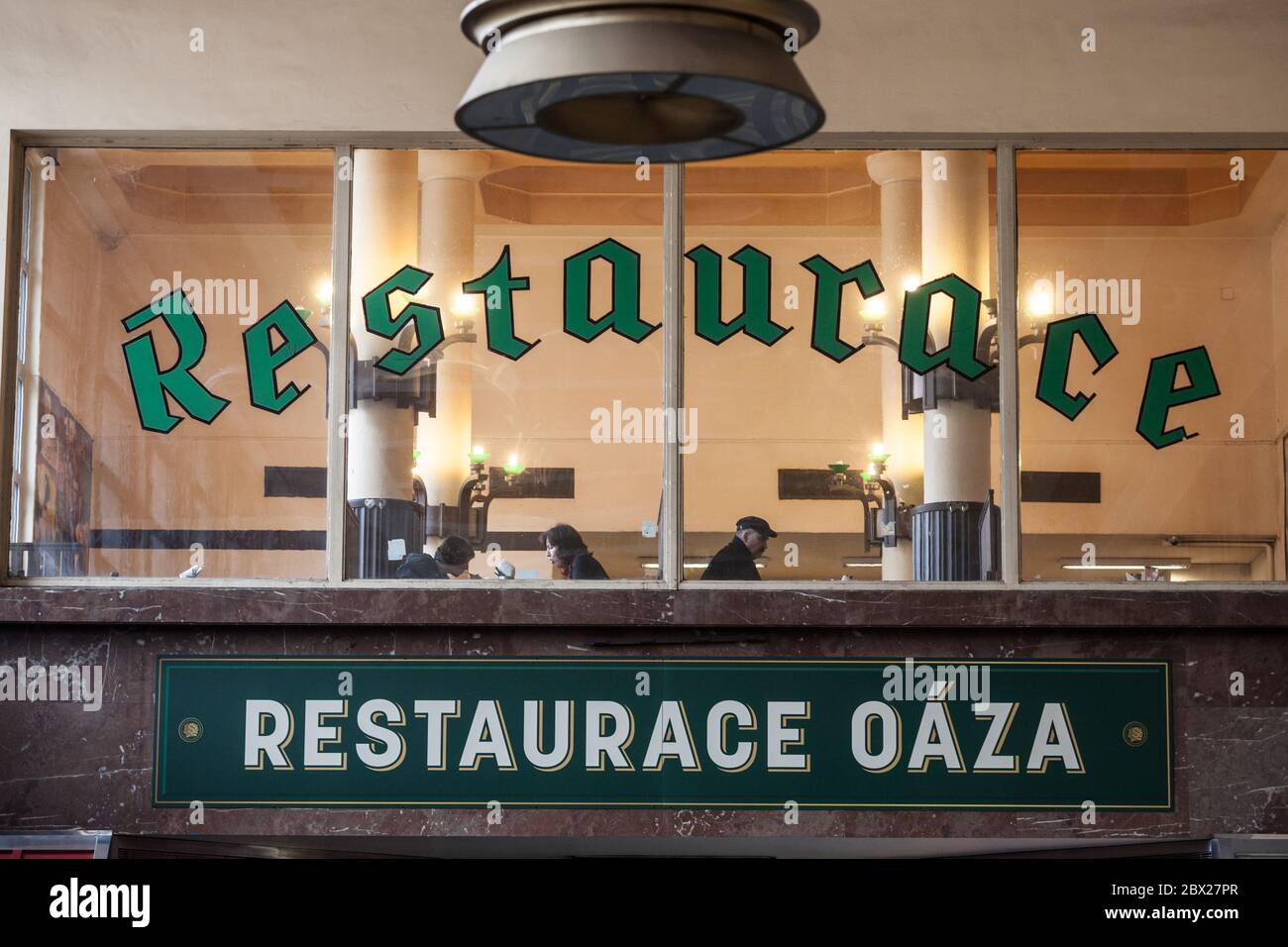 PRAGUE, CZECHIA - NOVEMBER 3, 2019: Restaurace Oaza, a typical Czech ...