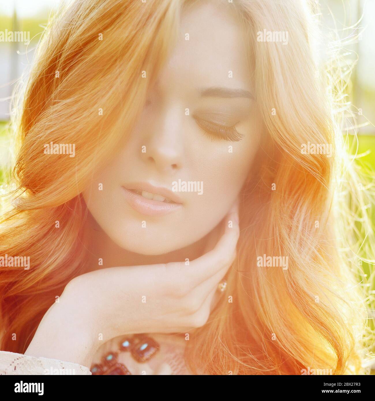 portrait of a beautiful girl in sunlight outdoor Stock Photo - Alamy