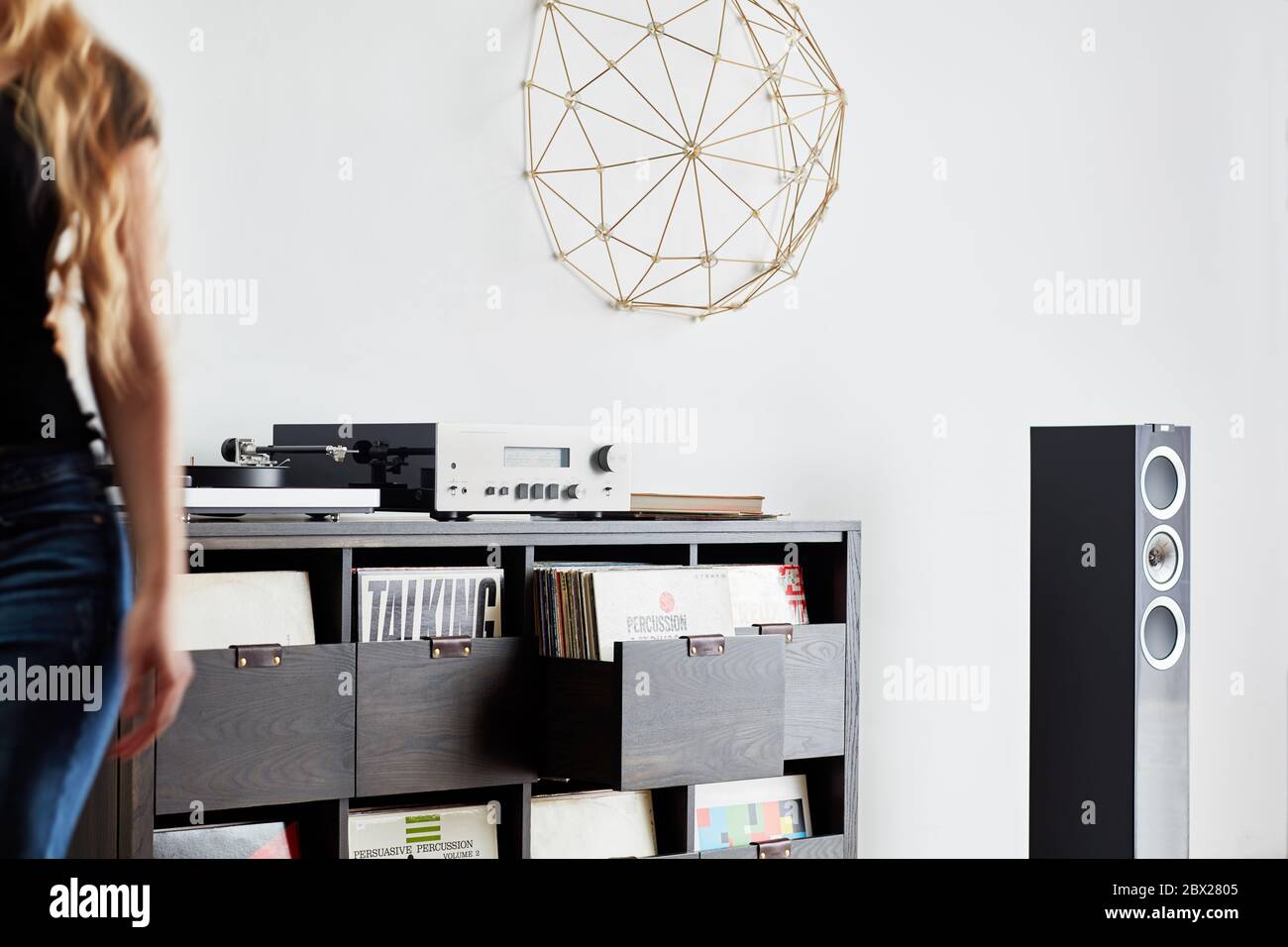 Custom stereo cabinet and vinyl storage Stock Photo - Alamy