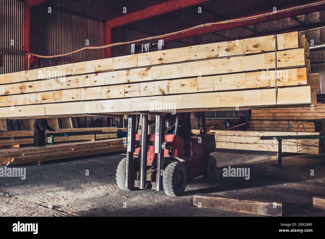 Production workshop for the production of timber for a wooden log house ...