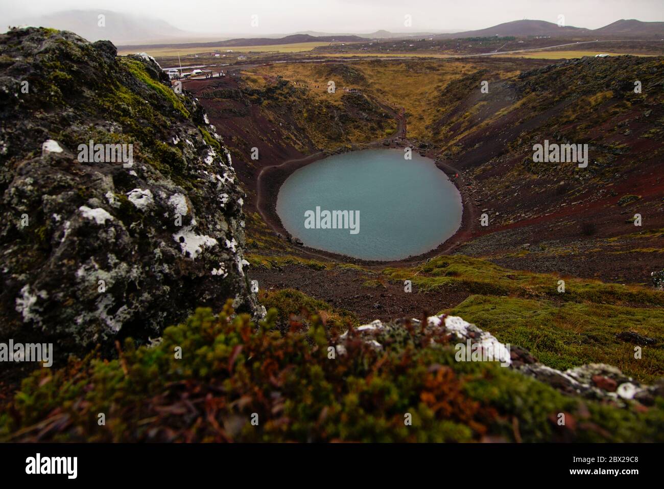 Kerid Crater in the mist, Iceland Stock Photo - Alamy