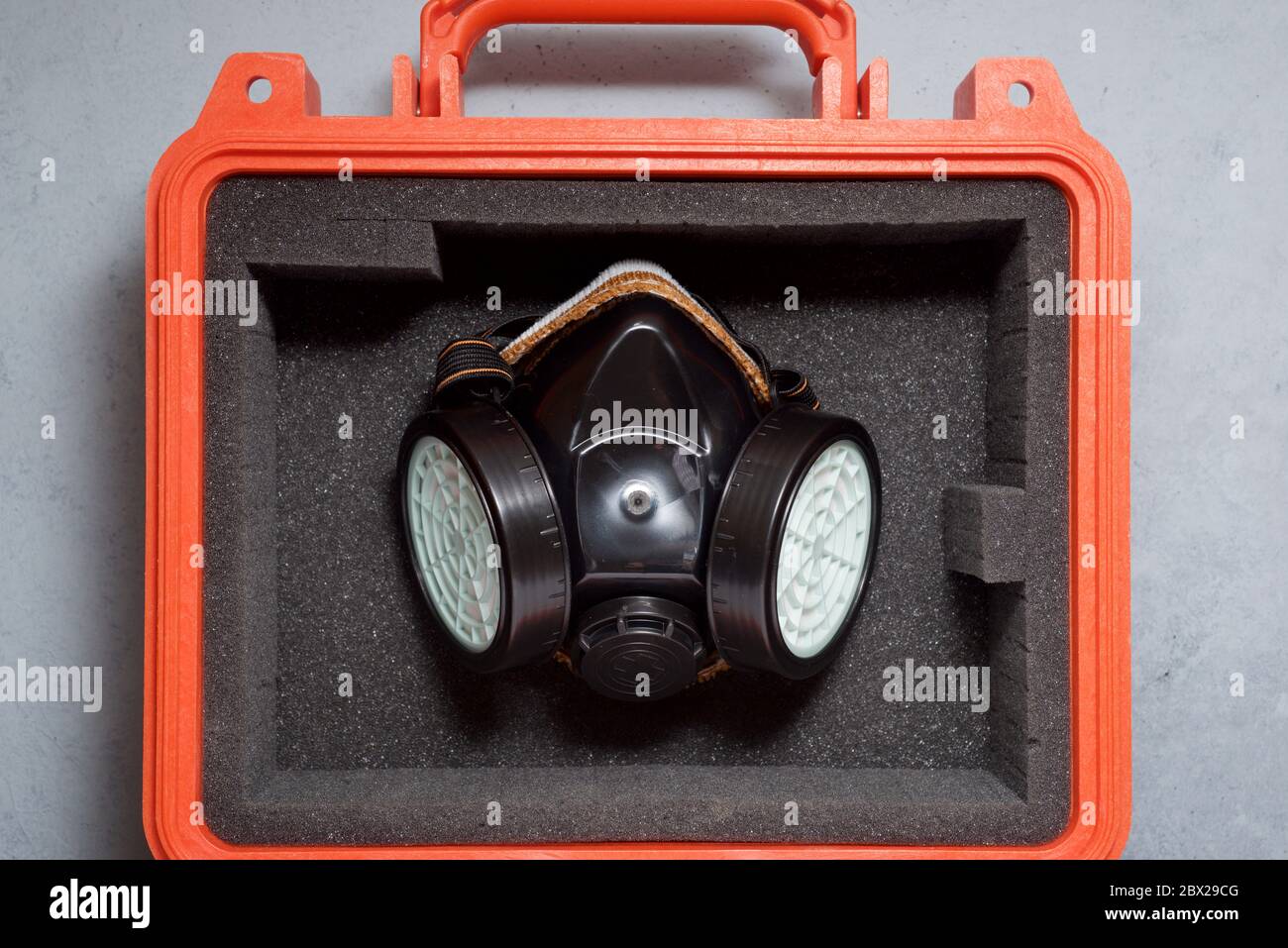 Respiratory mask in a waterproof plastic box Stock Photo - Alamy