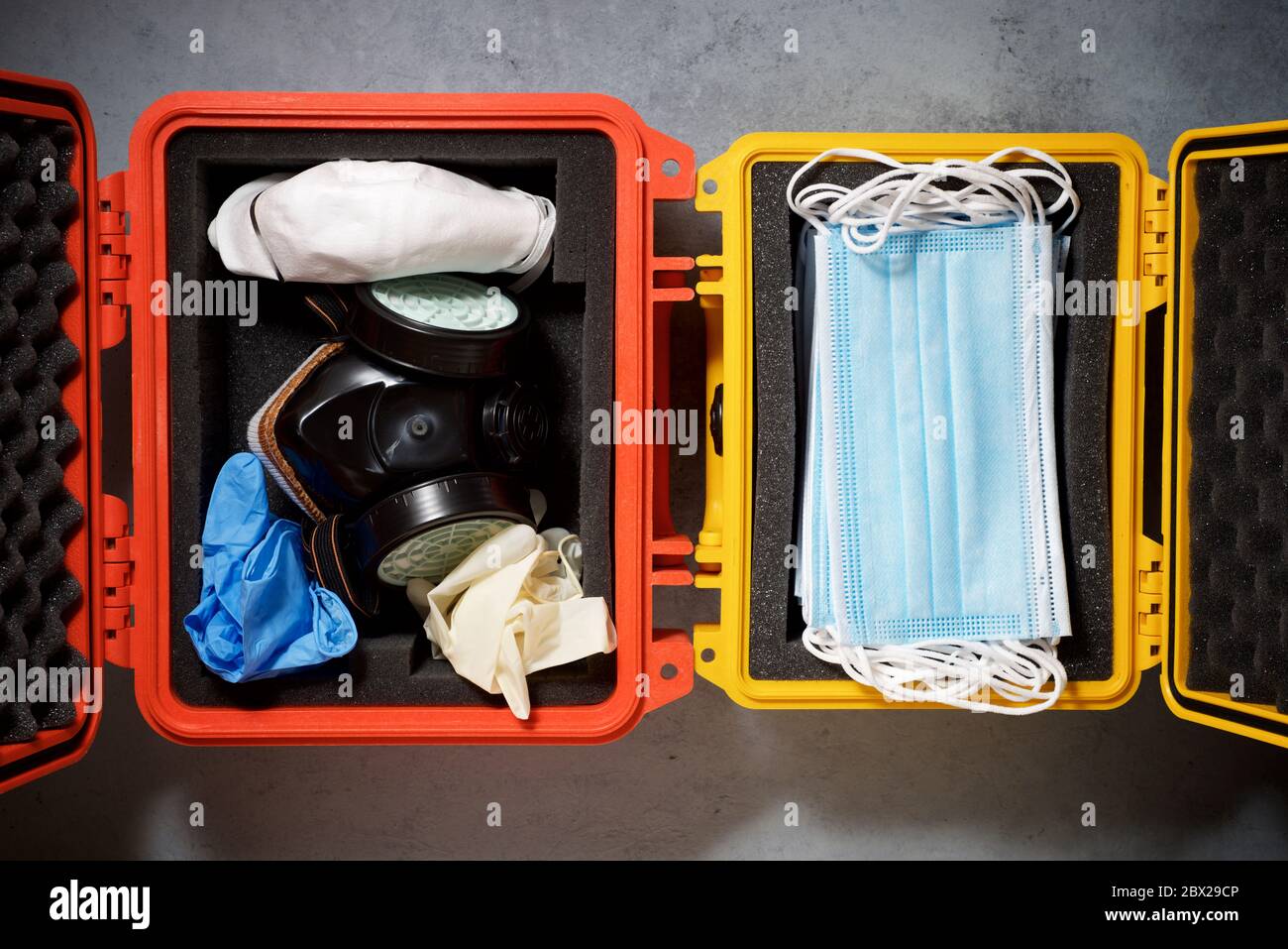 Personal respiratory protection equipment in waterproof plastic boxes ...