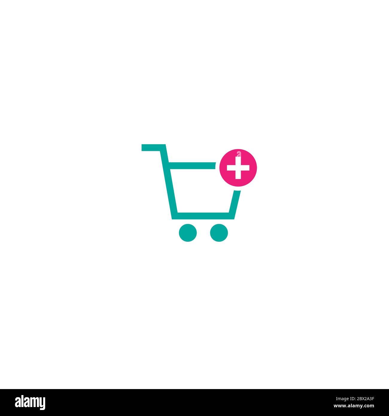 Shopping cart with pink cross sign. Add or plus purchase simple icon ...