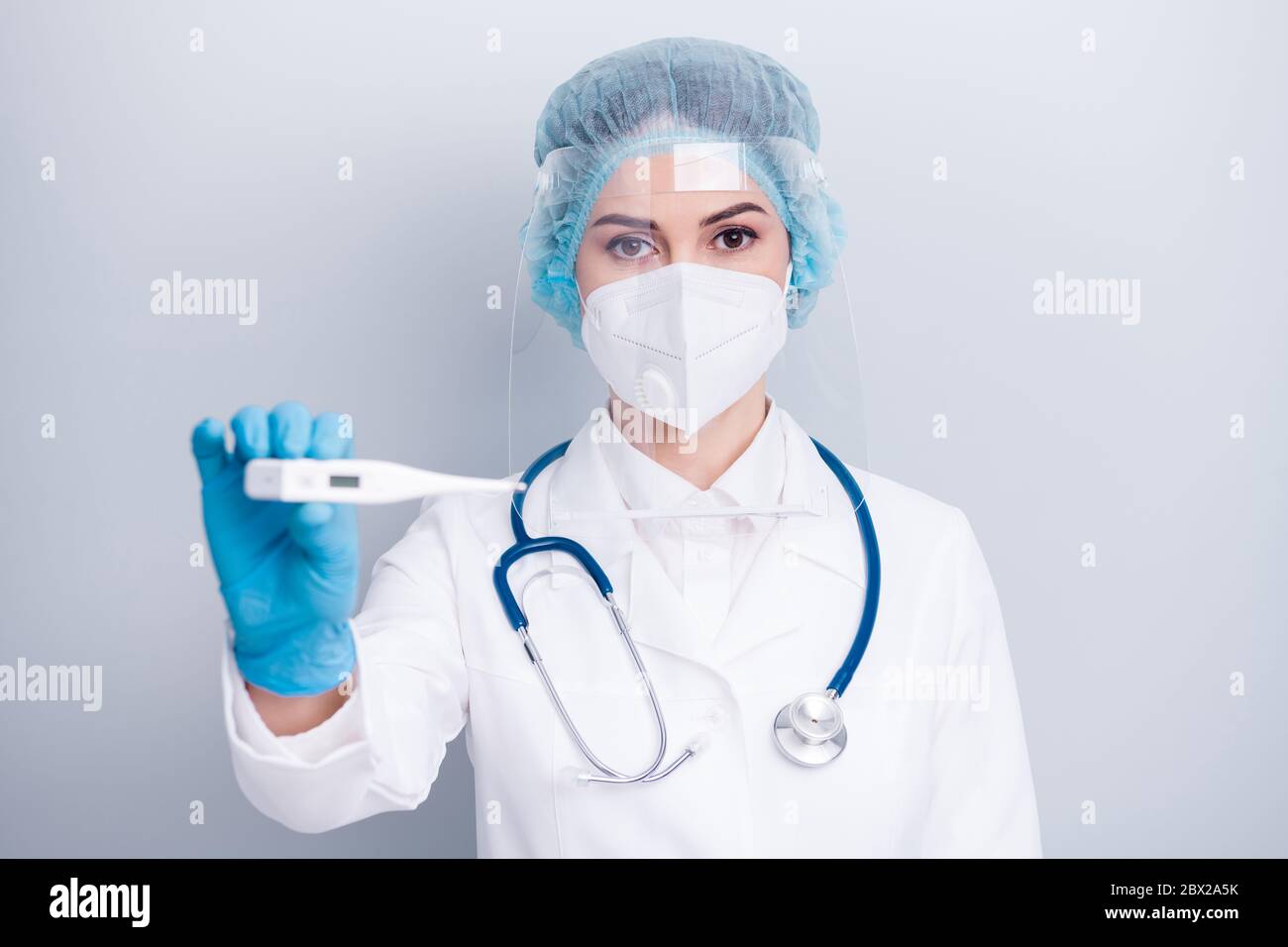 Closeup photo of serious infection disease virologist doctor hold ...