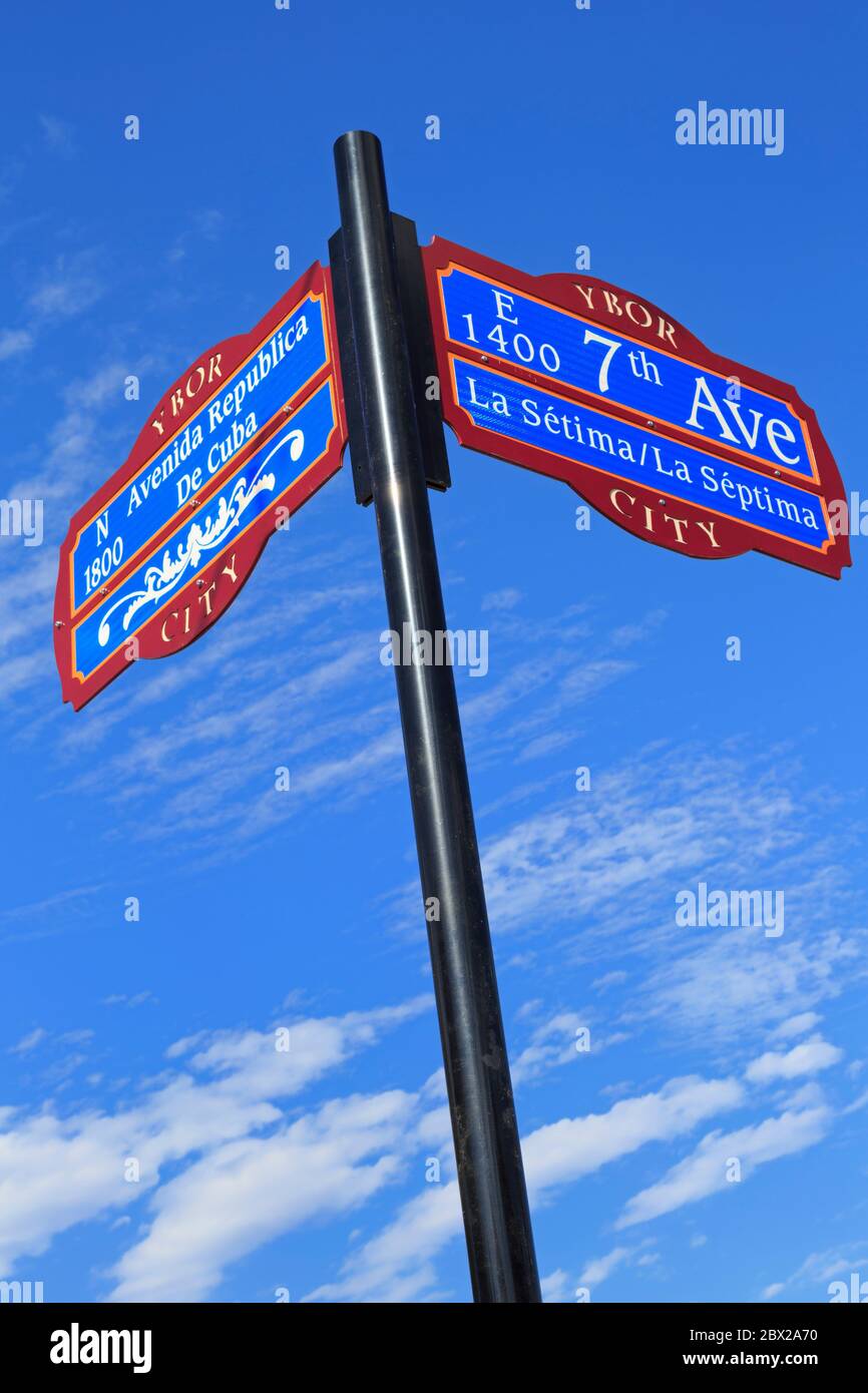 Road signs in Ybor City Historic District,Tampa,Florida,USA,North ...