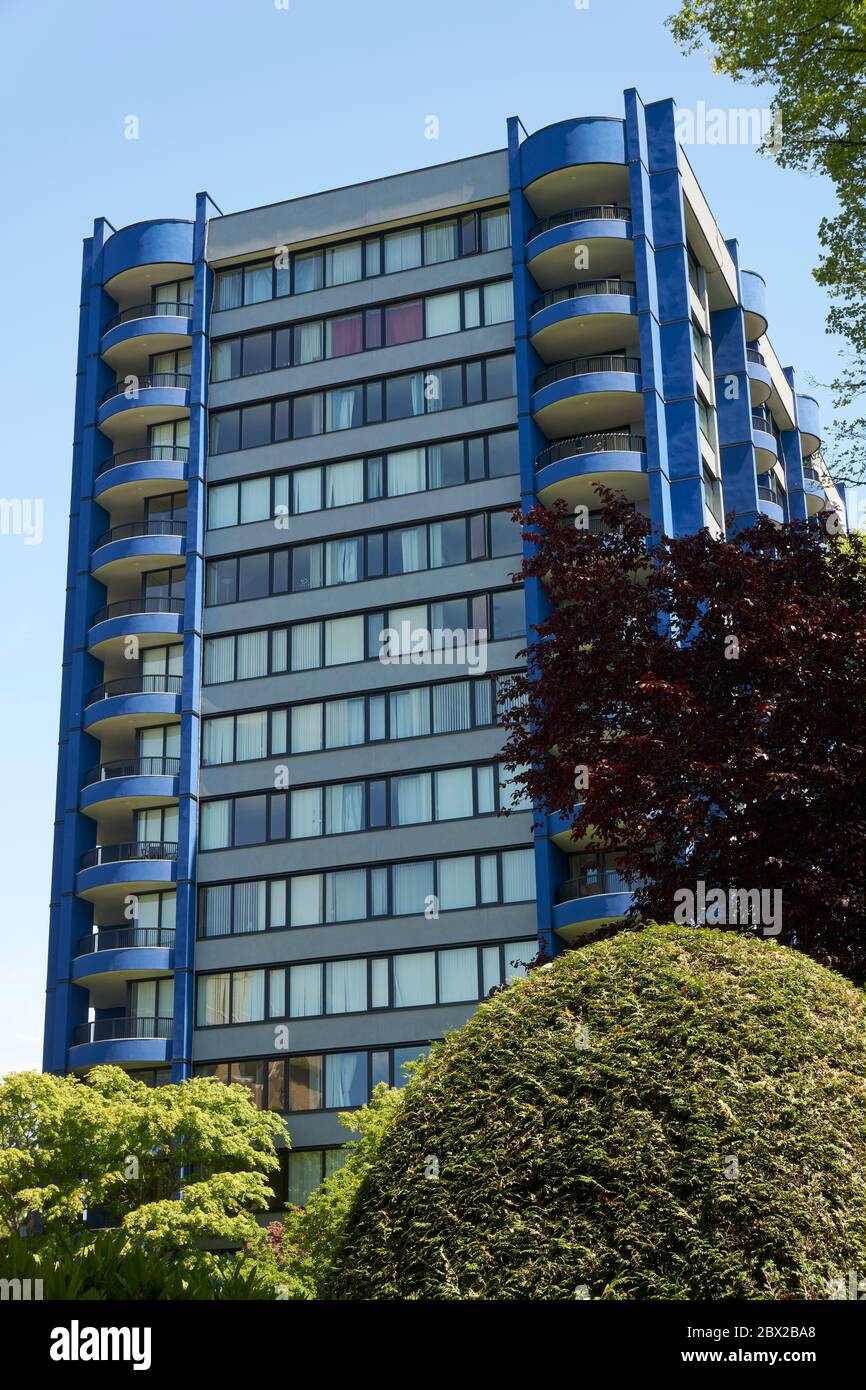 Modern concrete high rise apartment building on the west side of ...