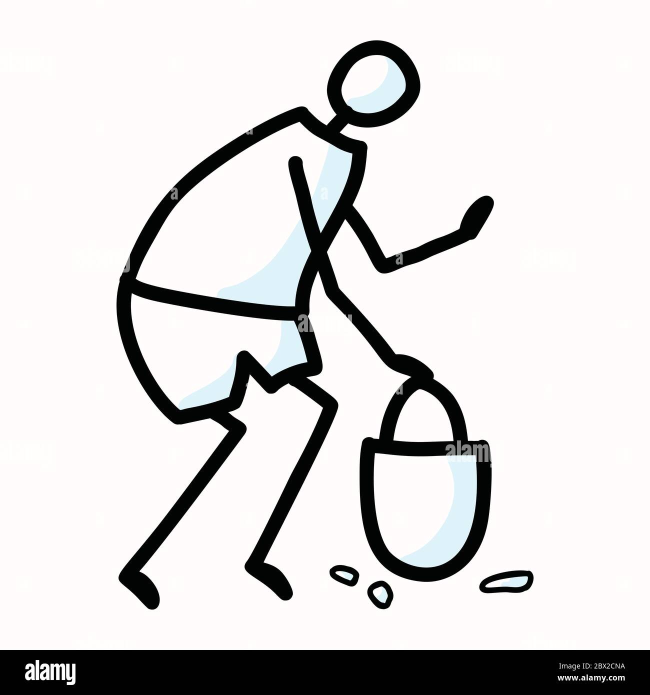 Hand Drawn Stick Figure Trash Collecting. Concept of Clean Up Earth Day ...