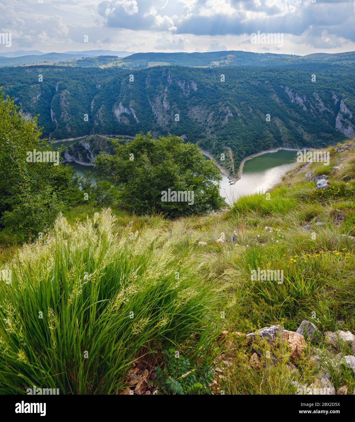 Beautiful summer top view of the meanders of the Uvac River, Serbia ...