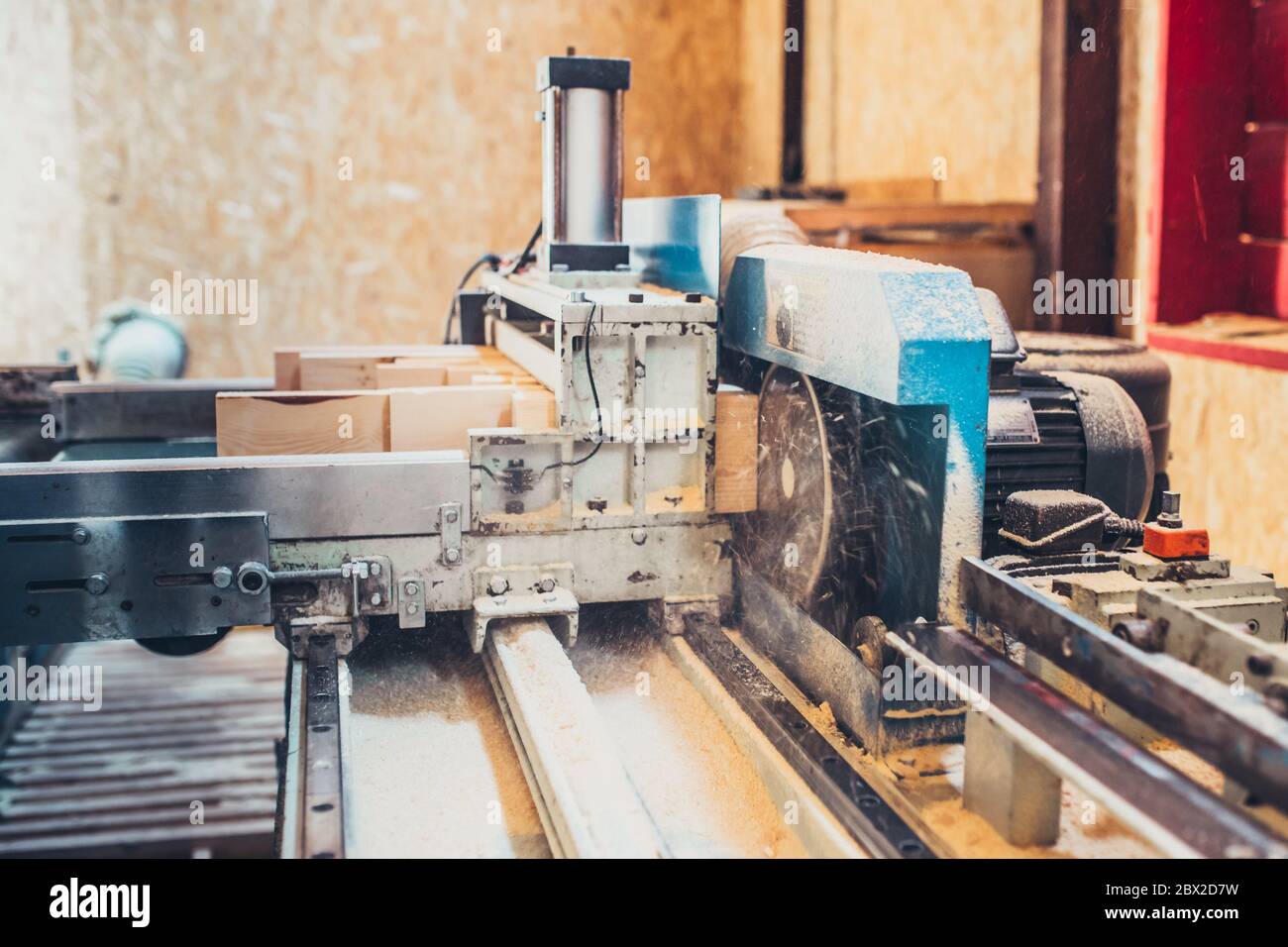 Dusty work - the machine on the production of profiled timber, sawdust ...