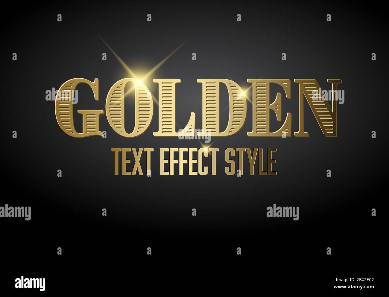 Golden text effect template with sparkles on a dark background Stock ...
