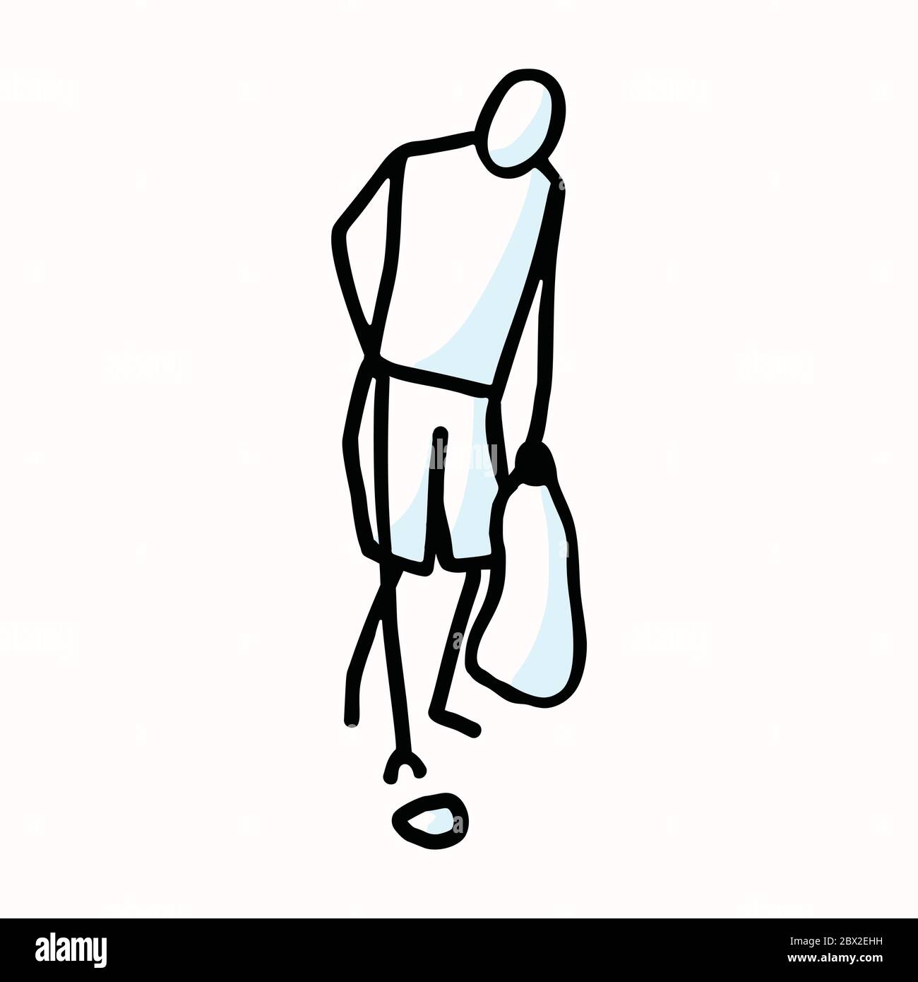 Hand Drawn Stickman Person Trash Collecting. Concept of Clean Up Earth ...