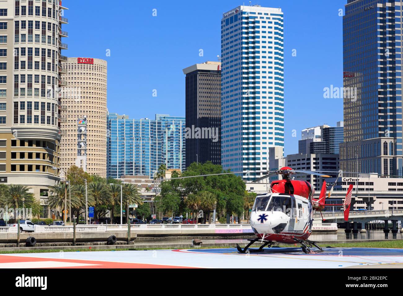 Tampa skyline & Helicopter,Florida,USA,North America Stock Photo - Alamy