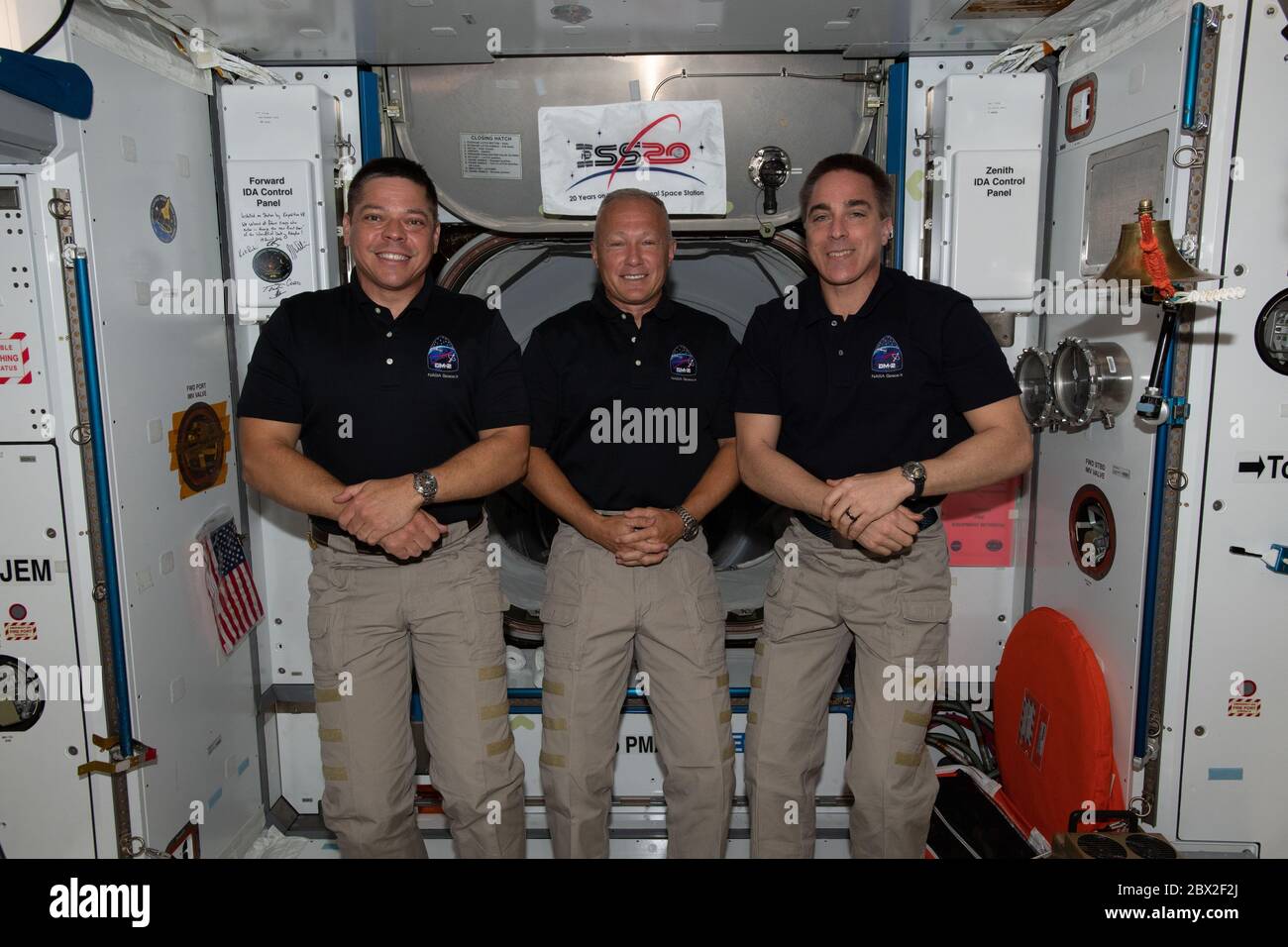 NASA Expedition 63 astronauts, left to right, Bob Behnken, Doug Hurley ...