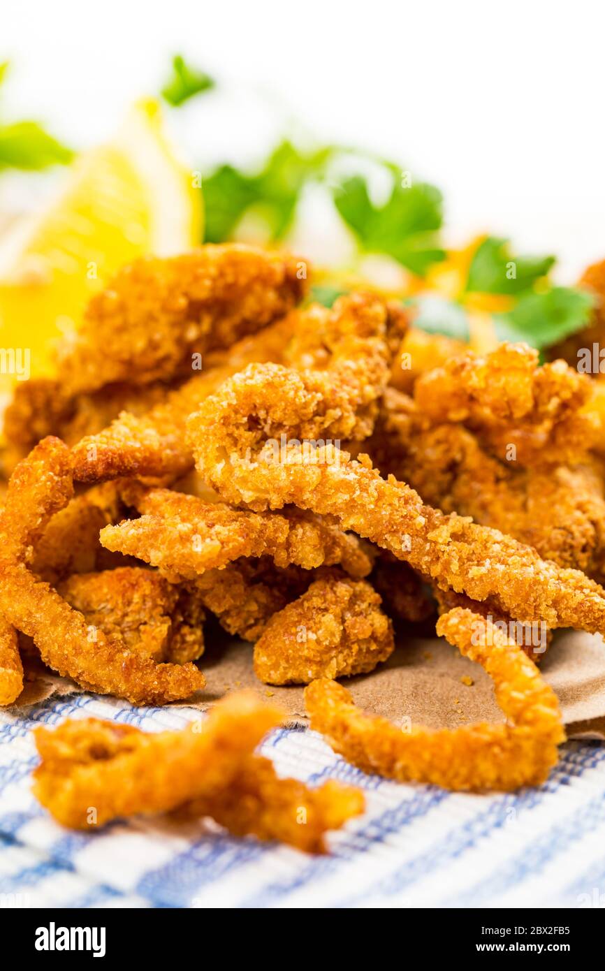 Crispy Breaded Clam Strips Snack Size. Deep Fried Breaded Clams Fingers ...