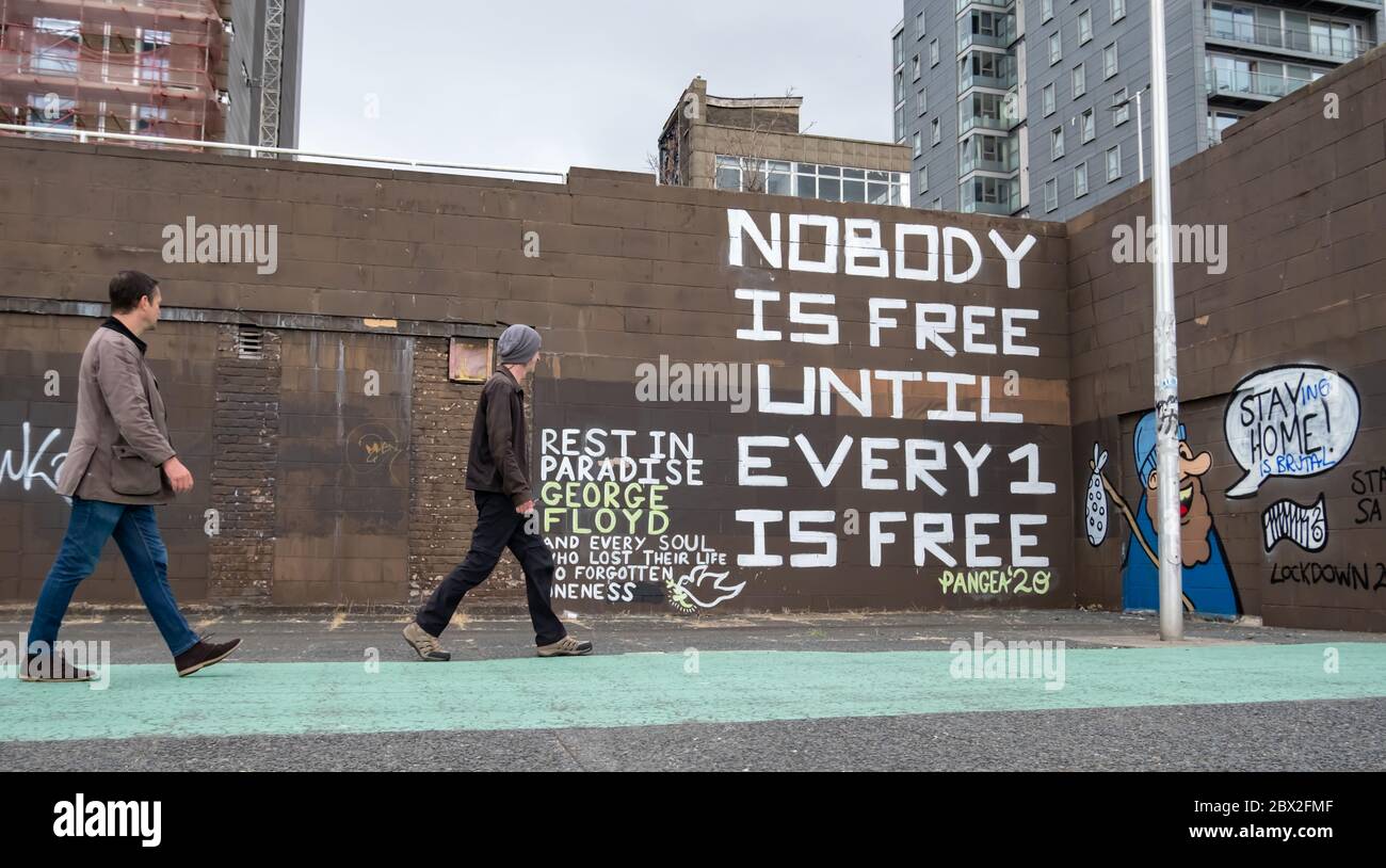Glasgow, Scotland, UK. 4th June, 2020. Graffiti writing on a wall at ...