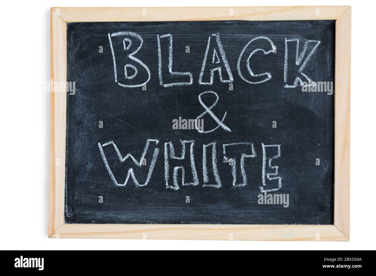 Black and White - written on chalkboard. Concept message Stock Photo ...